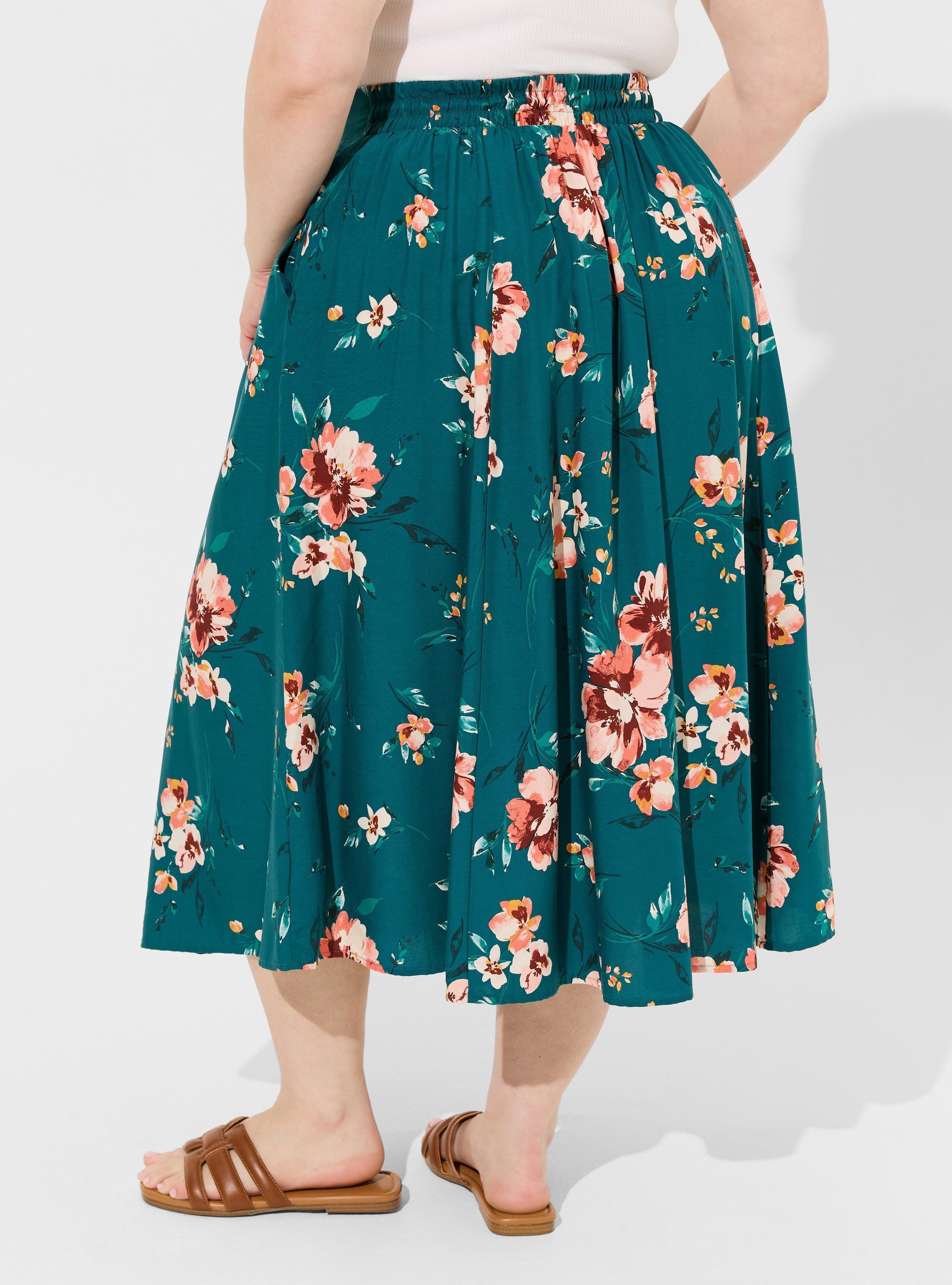 Plus Size - Tea Length Challis A-line Skirt - Torrid