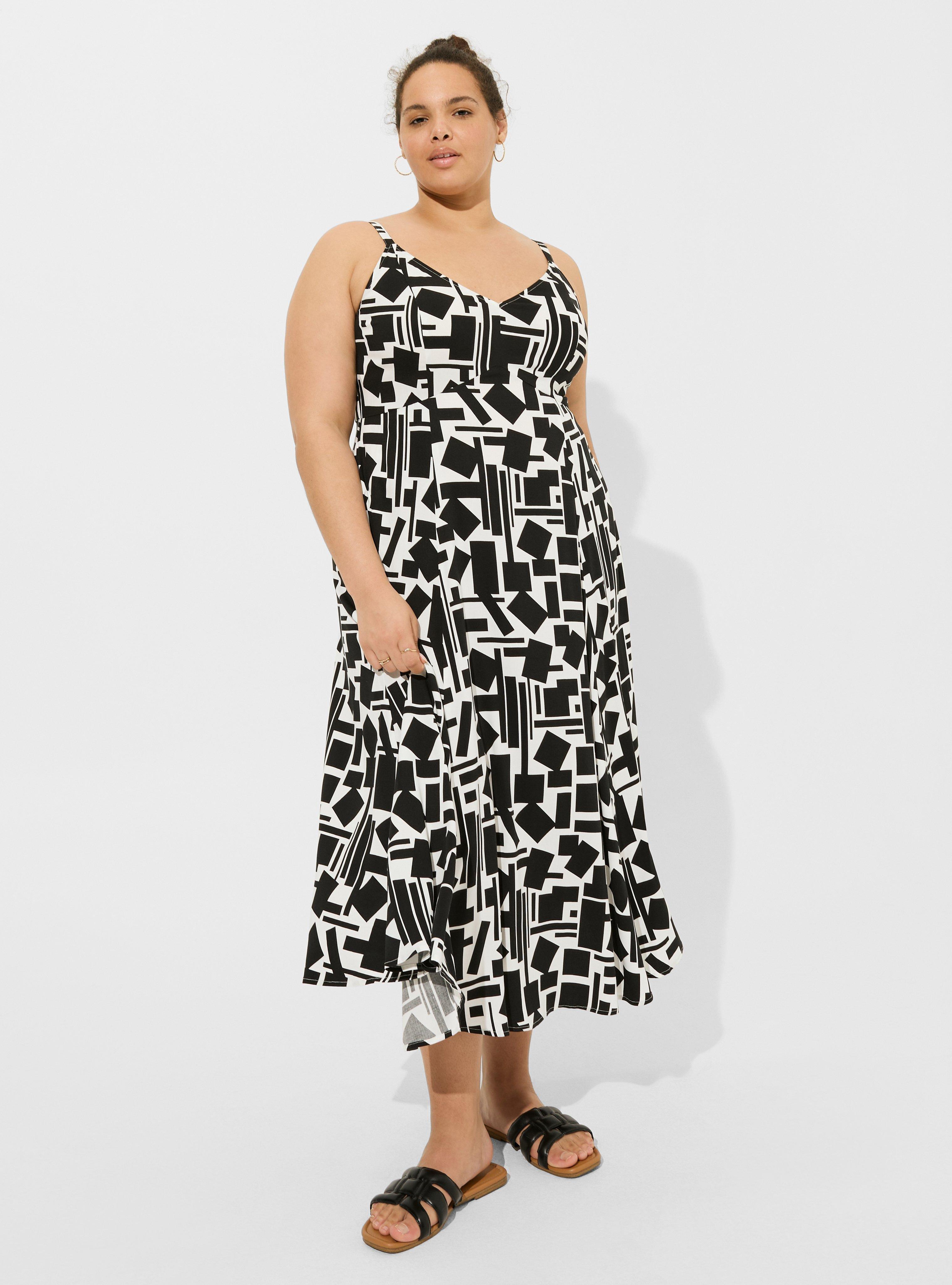 Plus Size - Tea Length Stretch Challis Trapeze Dress - Torrid