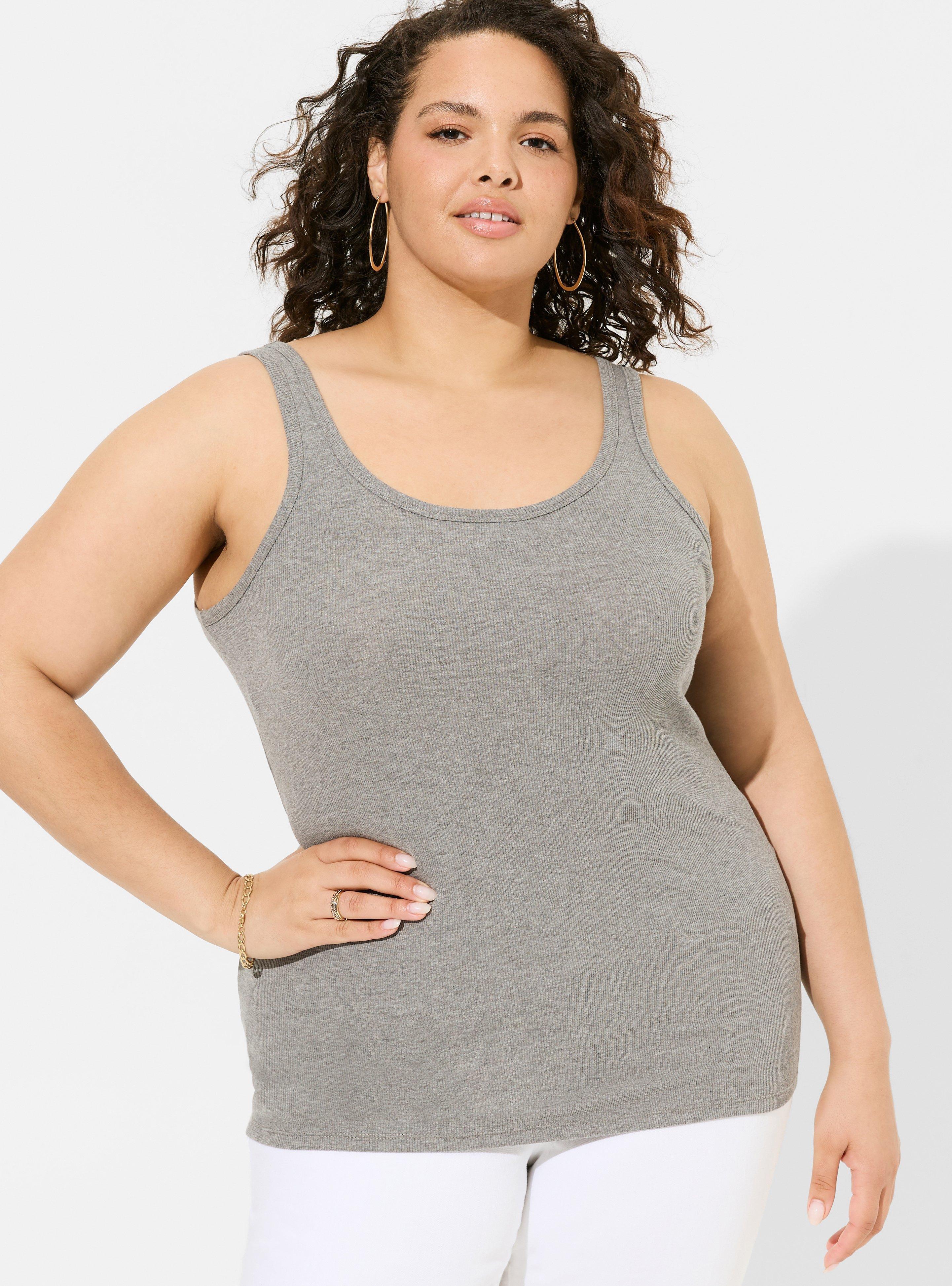 Plus Size - Cotton Modal Rib Double Scoop Neck Tank - Torrid