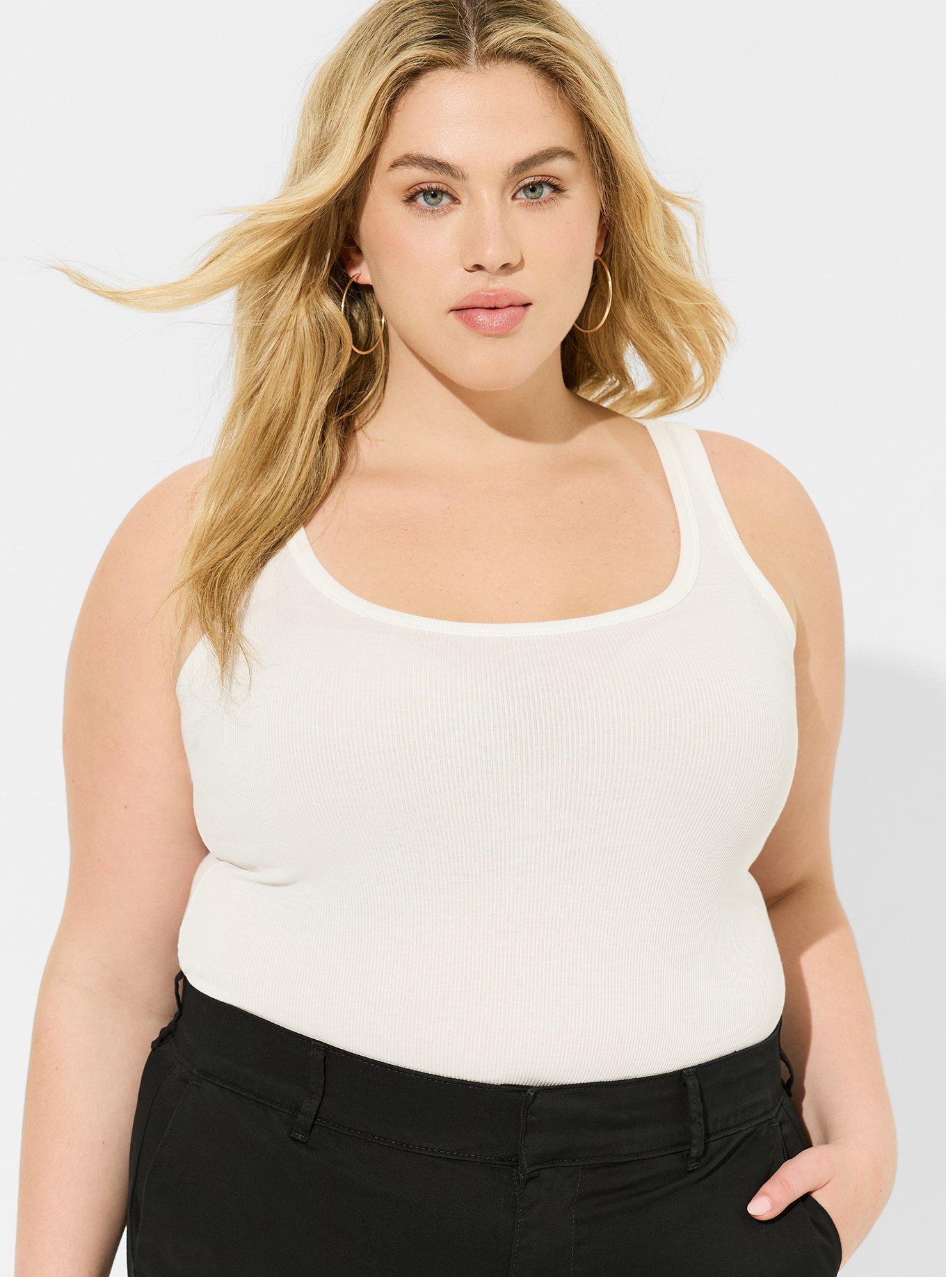 Plus Size - Cotton Modal Rib Double Scoop Neck Tank - Torrid