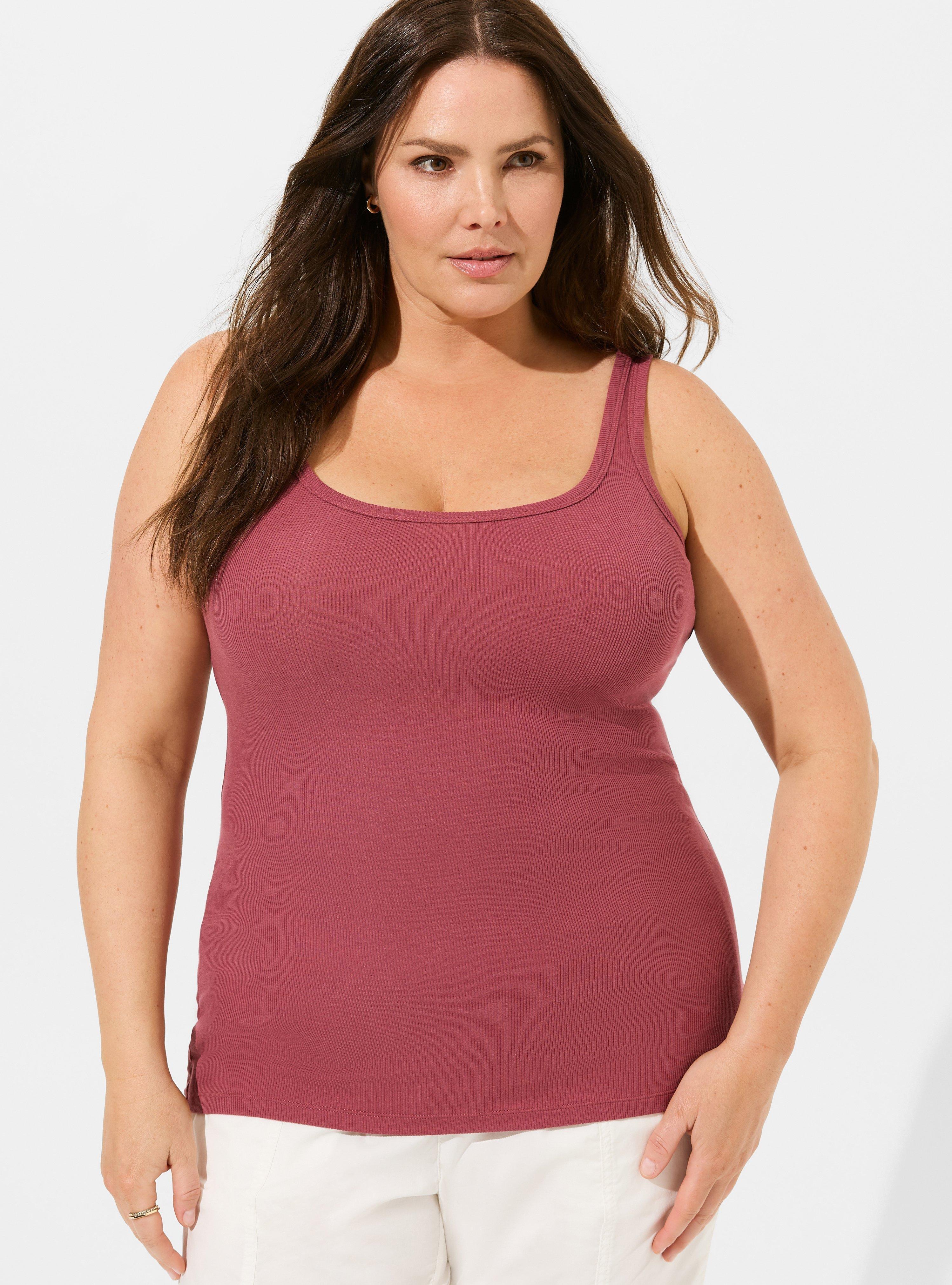 Plus Size - Cotton Modal Rib Double Scoop Neck Tank - Torrid