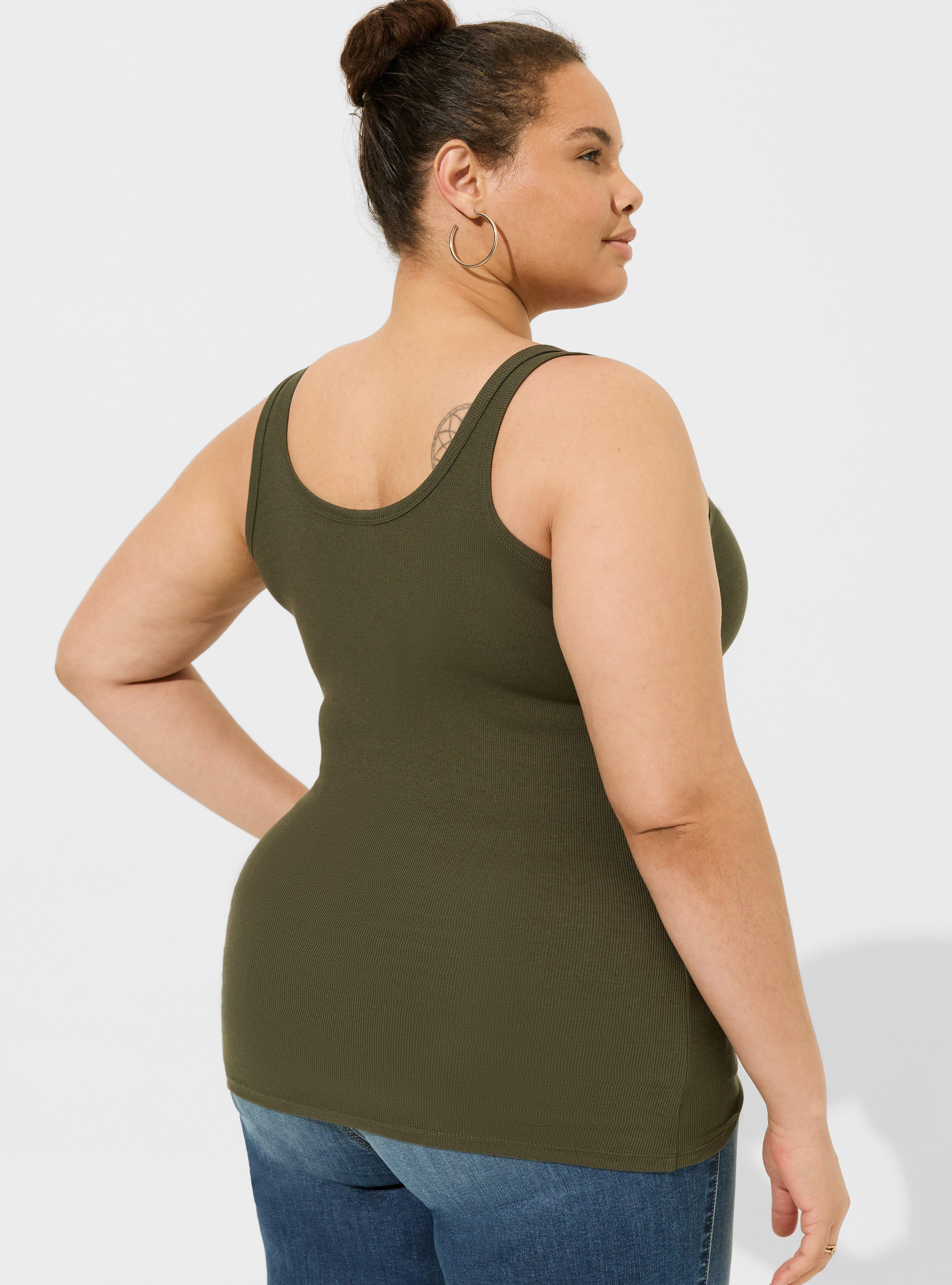 Plus Size - Cotton Modal Rib Double Scoop Neck Tank - Torrid