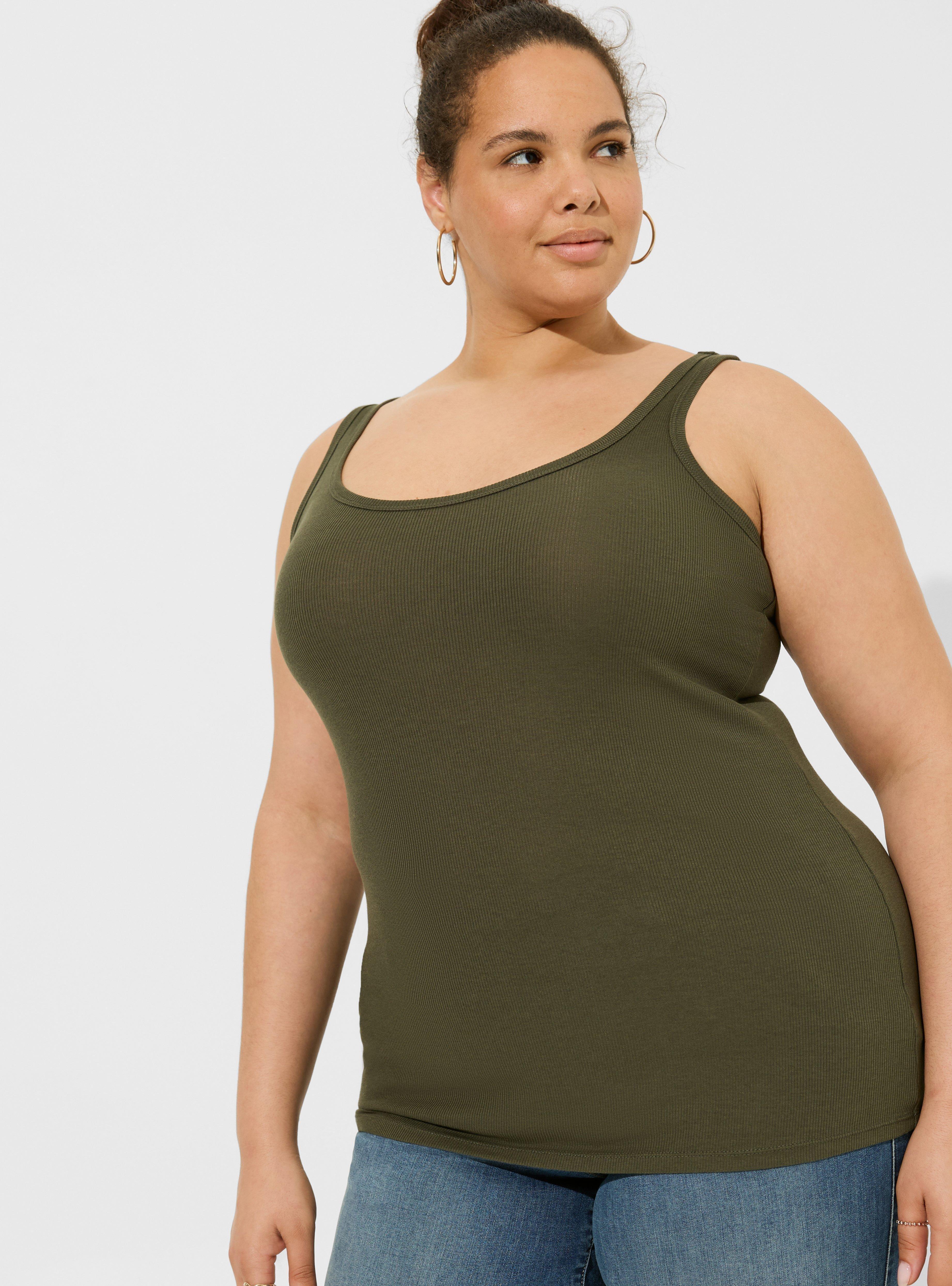 Plus Size - Cotton Modal Rib Double Scoop Neck Tank - Torrid