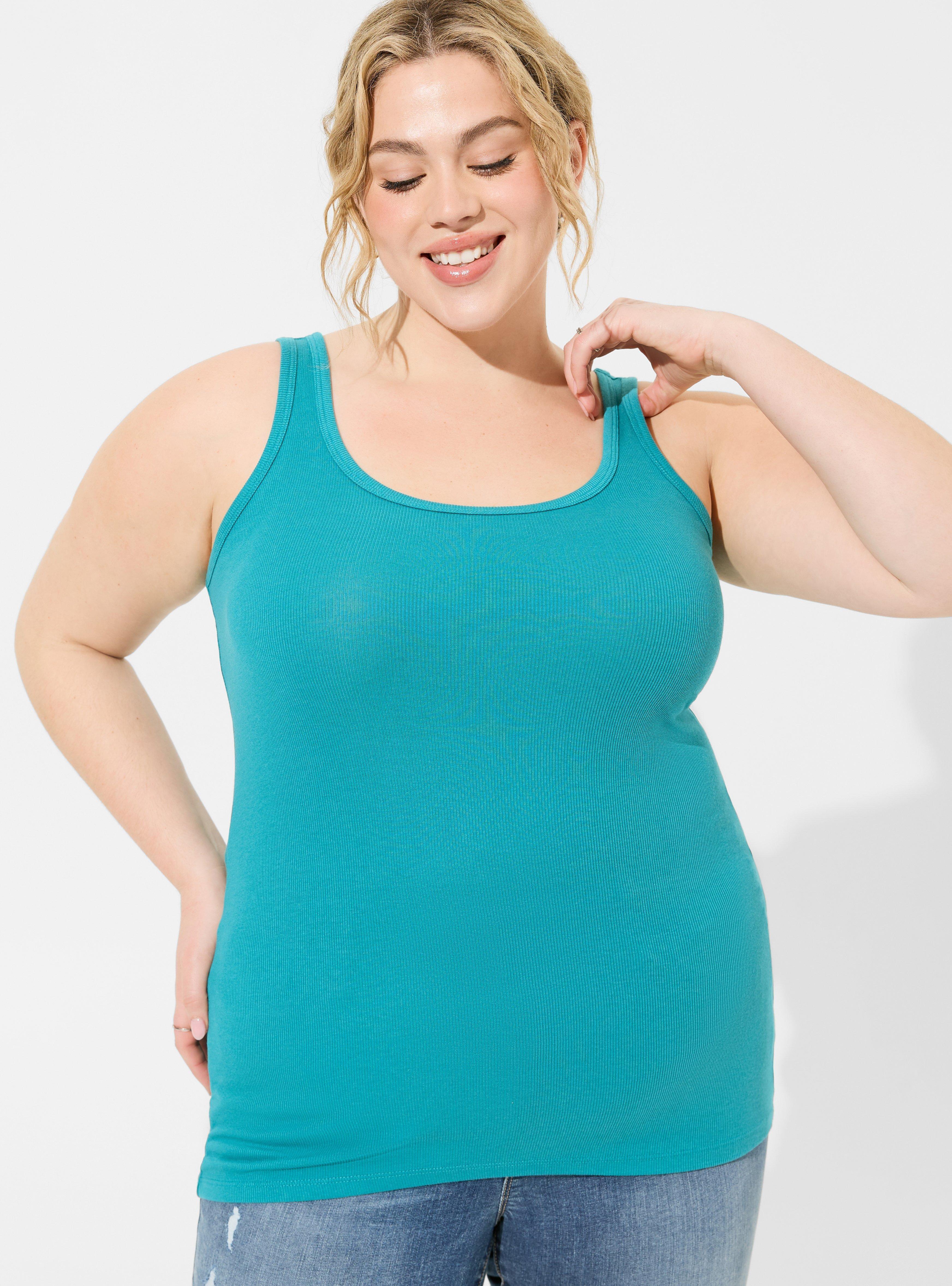 Plus Size - Cotton Modal Rib Double Scoop Neck Tank - Torrid