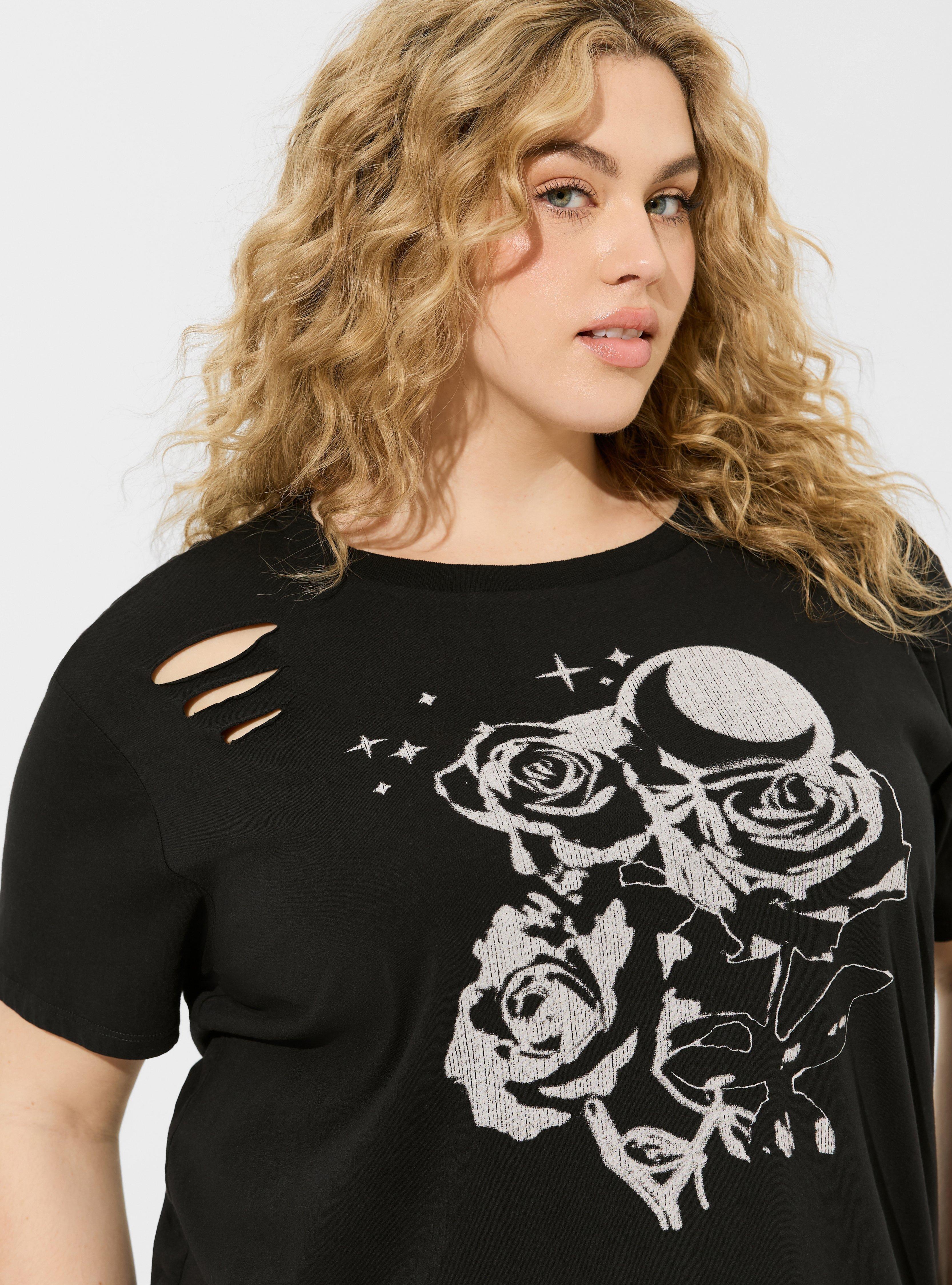Plus Size - Blurred Roses Relaxed Fit Heritage Jersey Distressed Tee ...