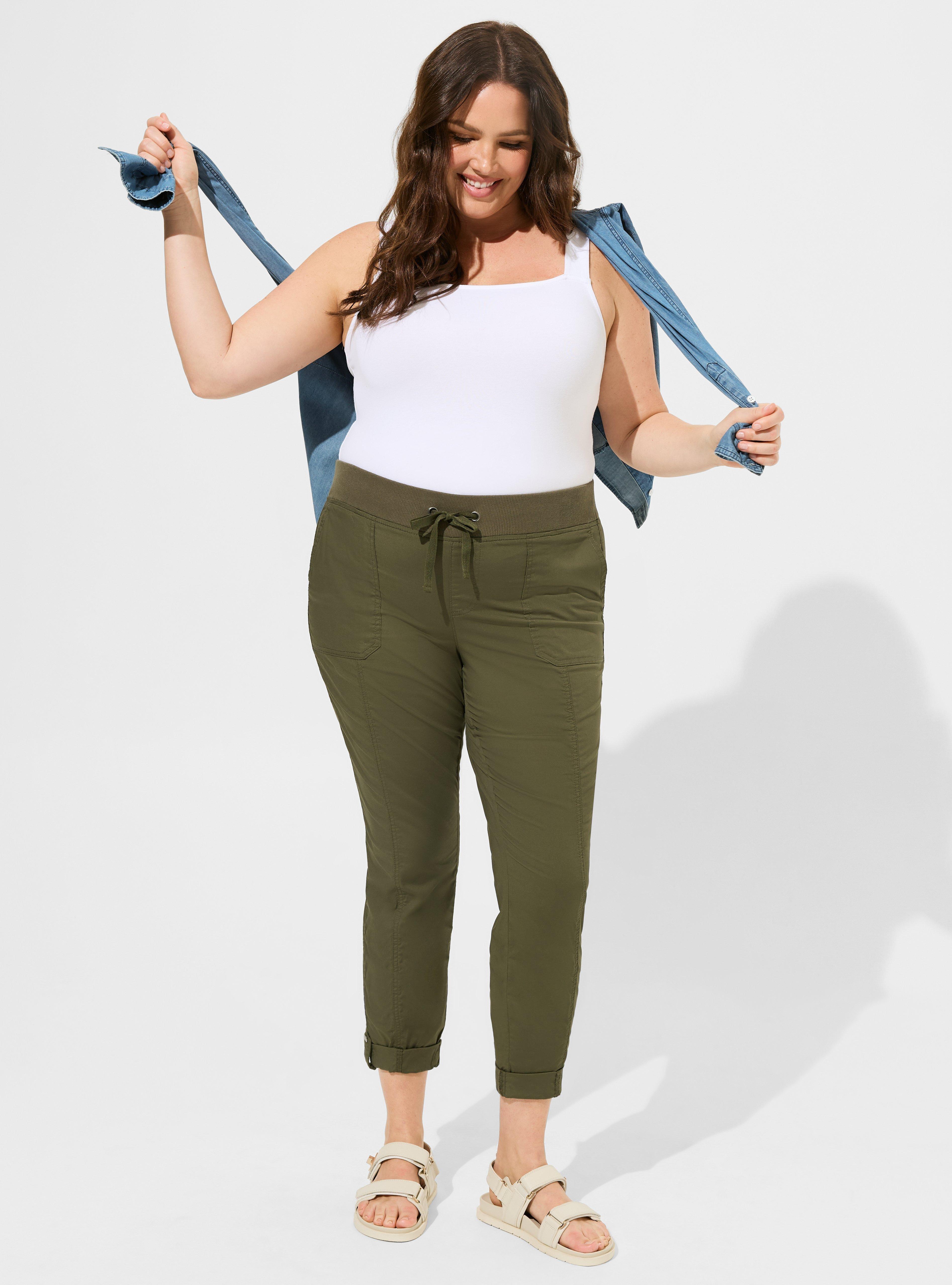 Plus Size - Pull On Convertible Poplin Crop Pant - Torrid