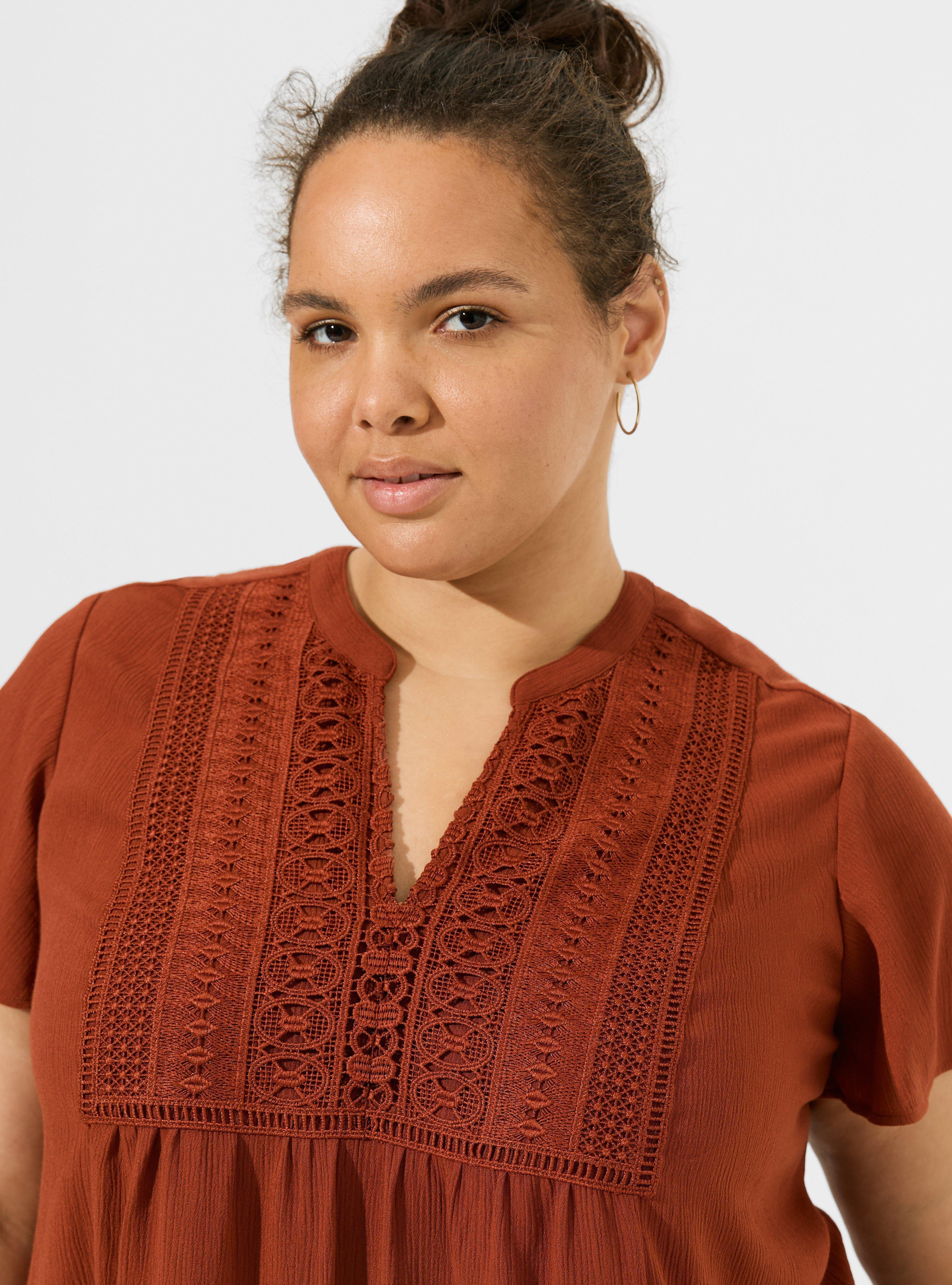 Plus Size - Crinkle Gauze Flutter Sleeve Top - Torrid
