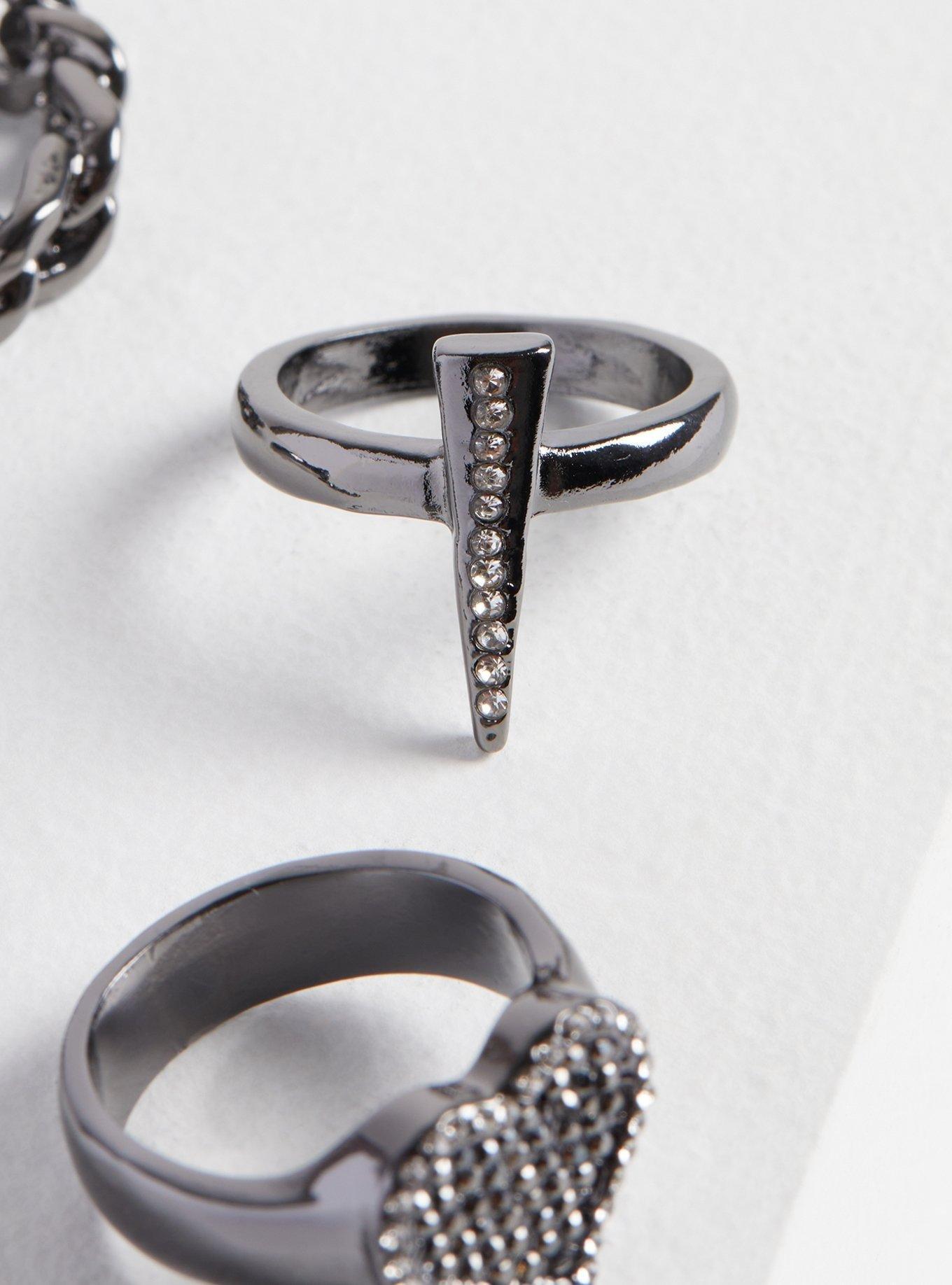 Plus Size - Pave Heart and Cross Ring Set - Torrid