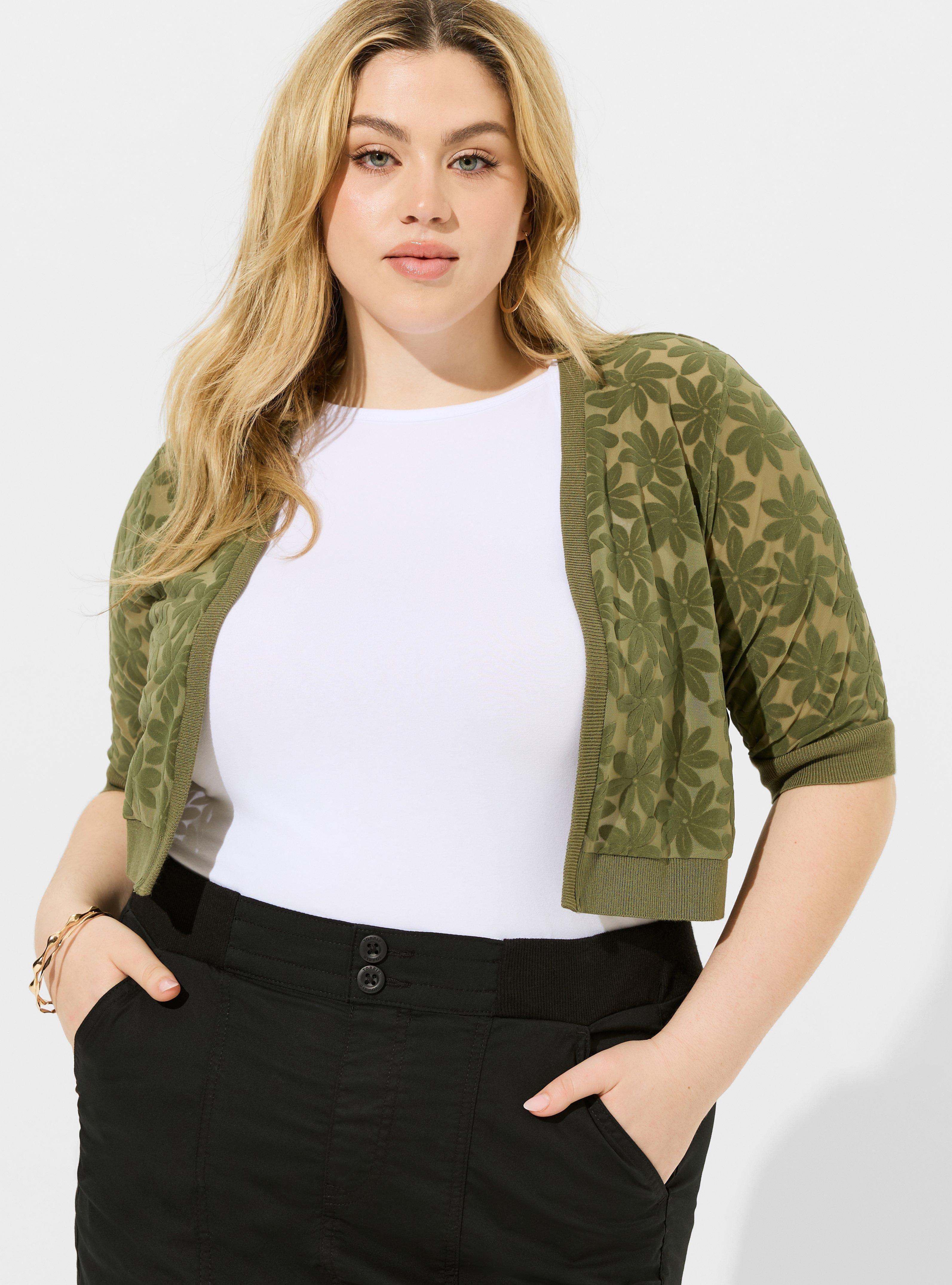 Plus Size - Daisy Mesh Cropped Shrug - Torrid