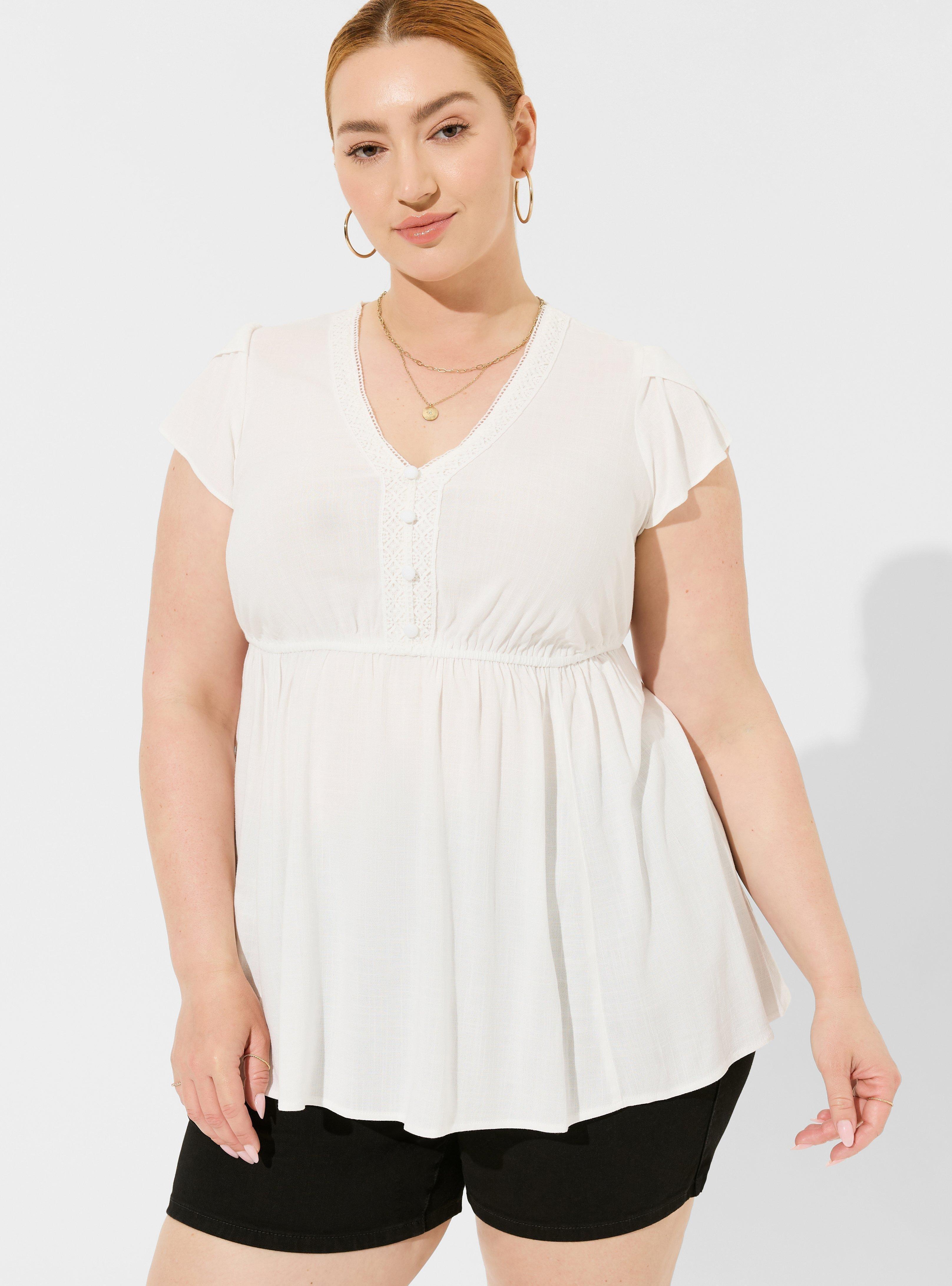 Plus Size - Rayon Slub Tulip Short Sleeve Top - Torrid