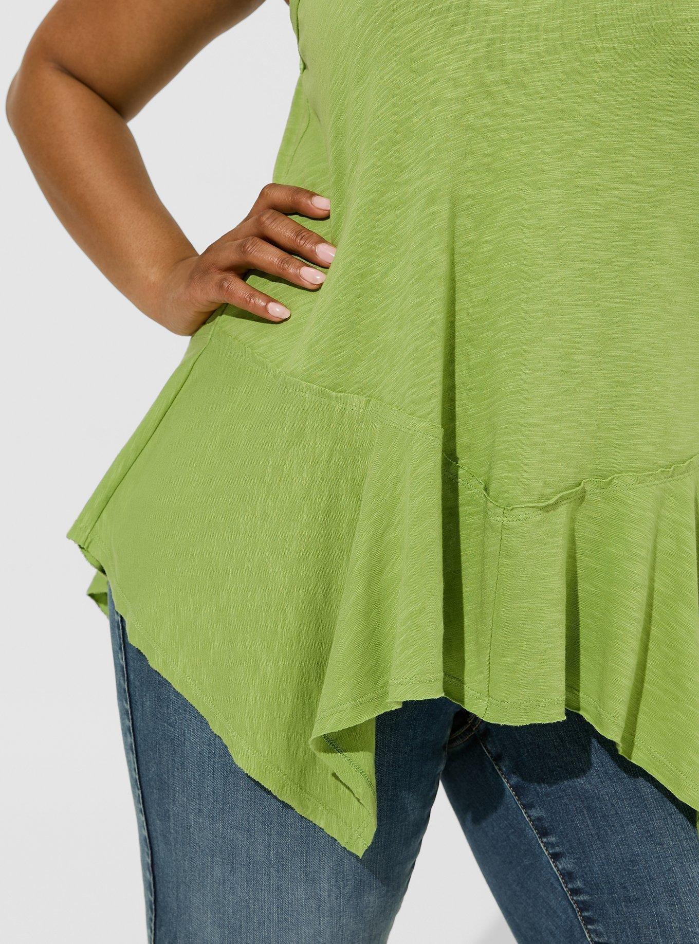 Plus Size - Vintage Slub V-Neck Handkerchief Hem Swing Tank - Torrid