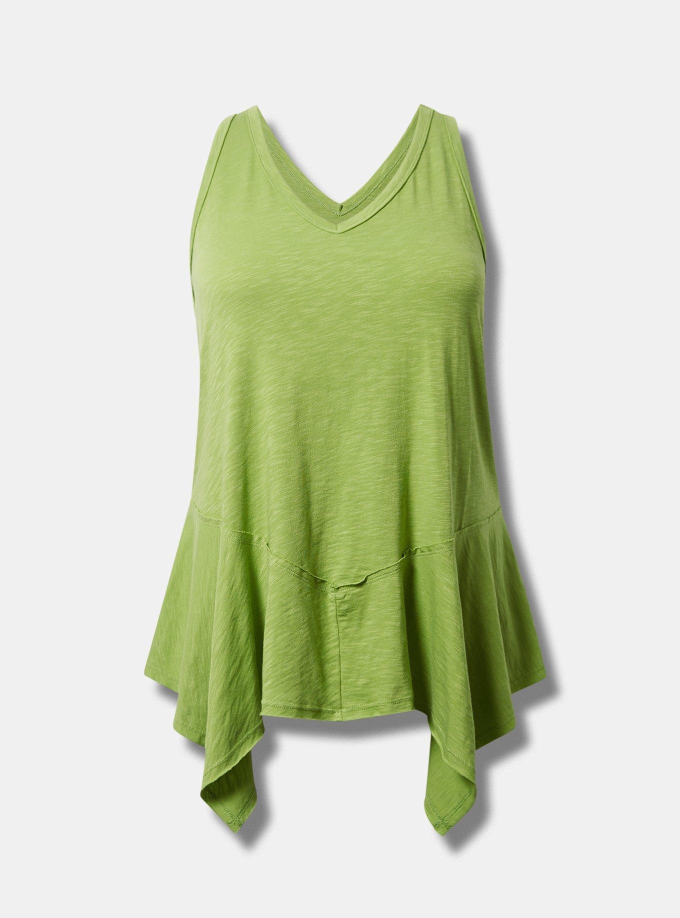 Plus Size - Vintage Slub V-Neck Handkerchief Hem Swing Tank - Torrid