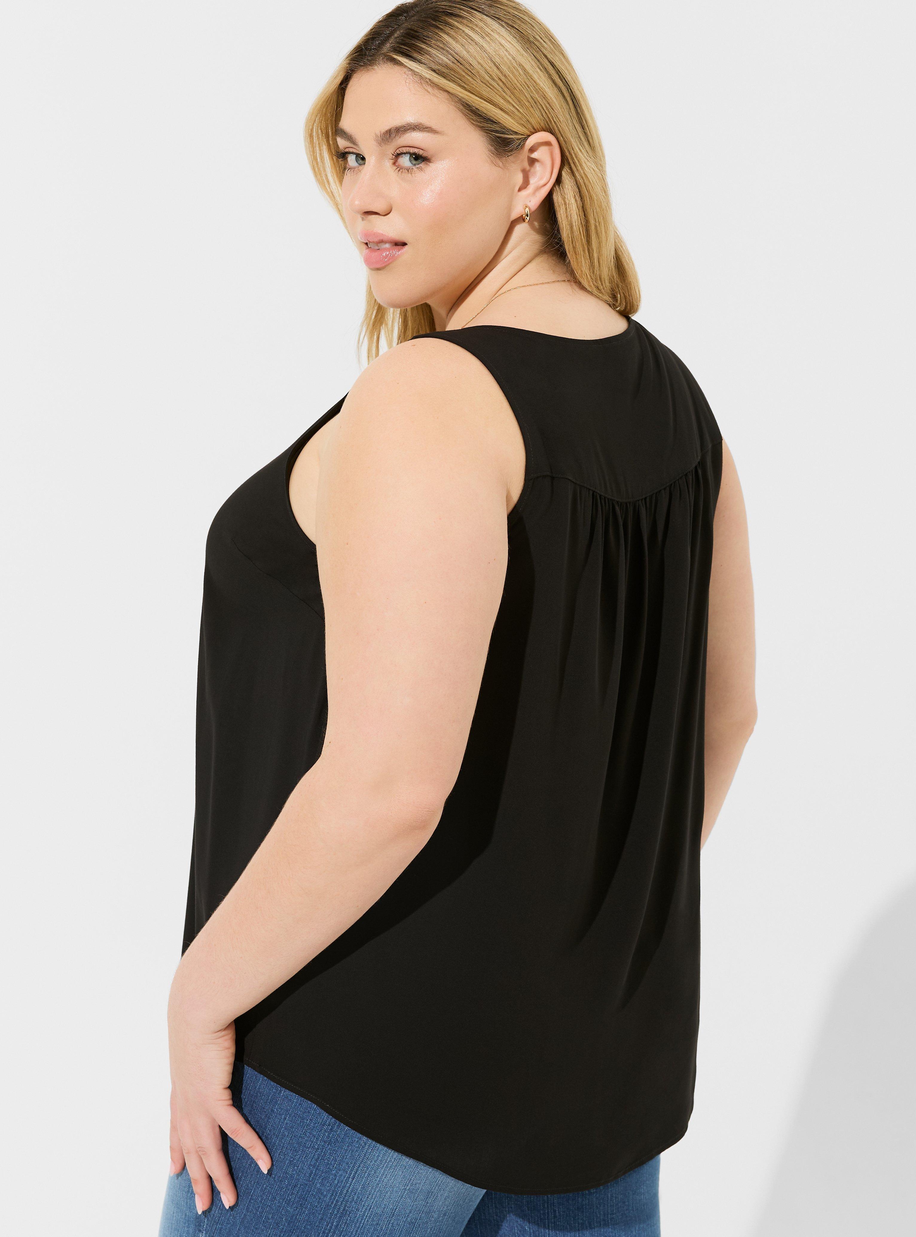 Plus Size - Challis Sleeveless V-Neck Tank - Torrid