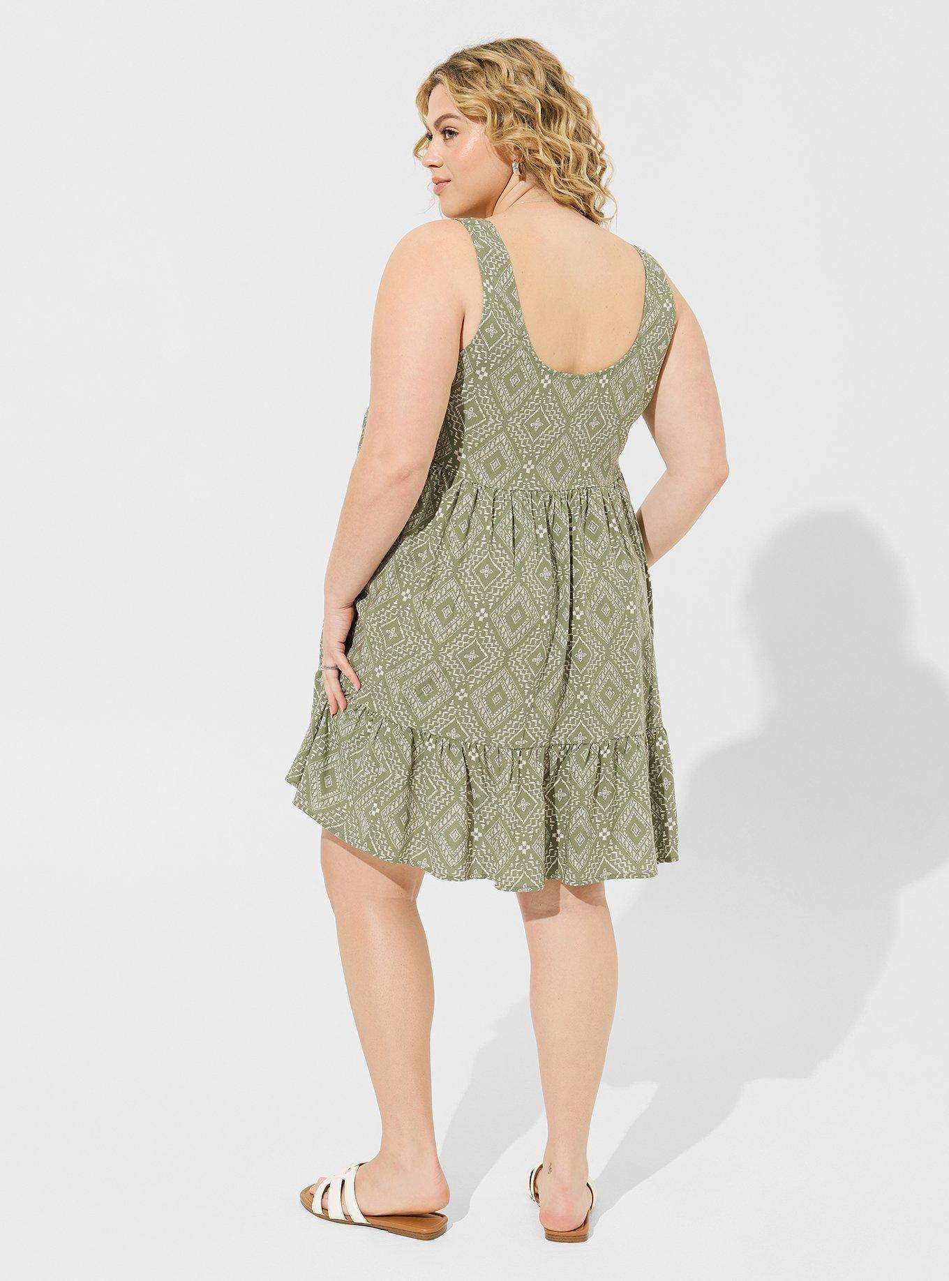 Plus Size - Mini Challis Tiered Tank Dress - Torrid