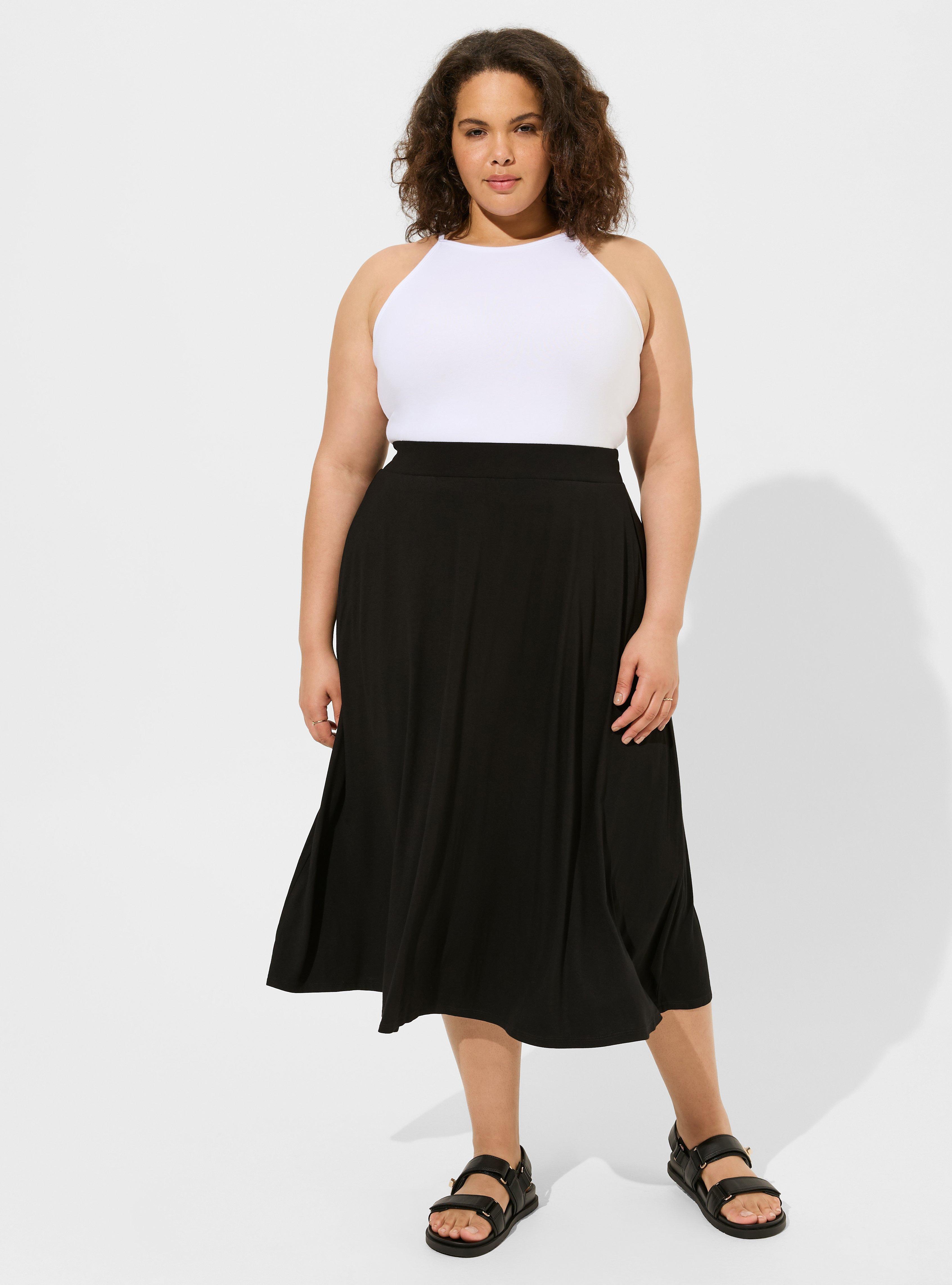 Plus Size - Tea Length Super Soft A-Line Skirt - Torrid