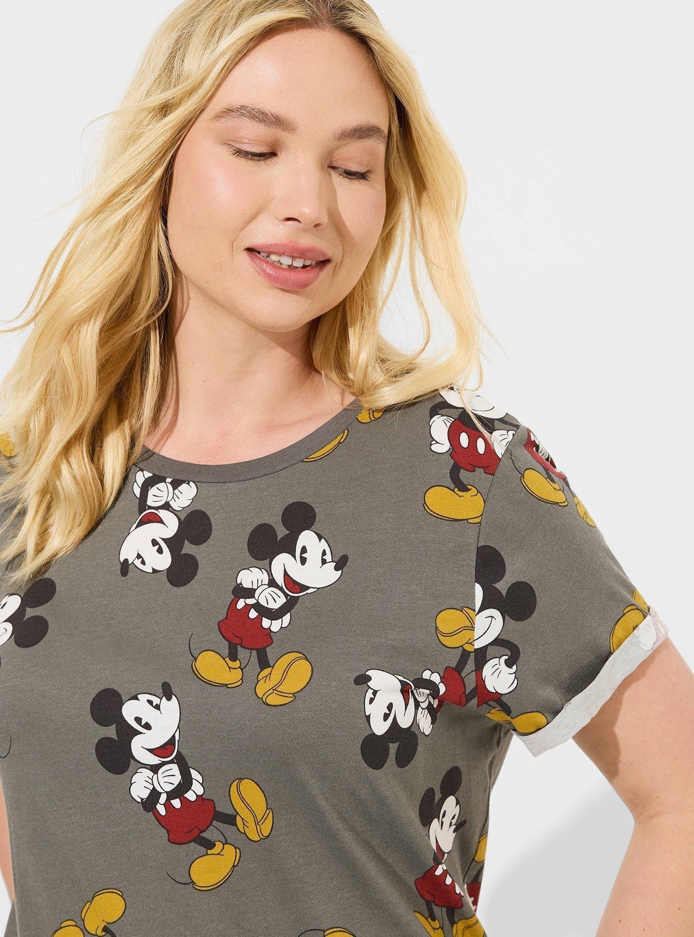Plus Size - Disney Mickey Mouse Cotton Roll Sleeve Top - Torrid