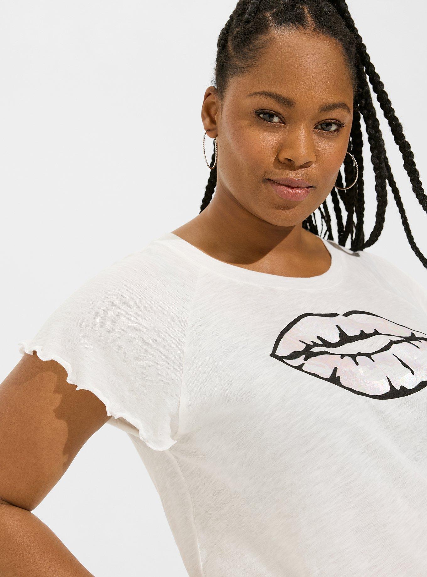 Plus Size - Lips Classic Fit Cotton Modal Flutter Sleeve Tee - Torrid