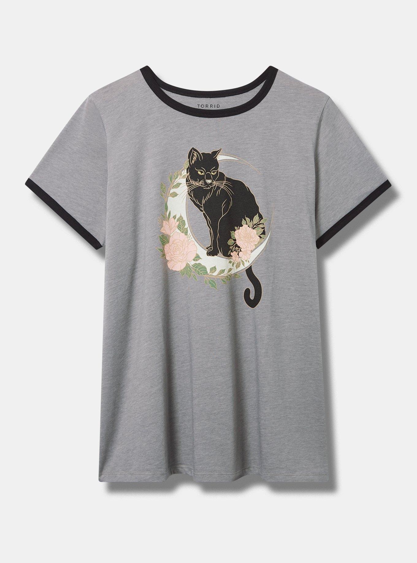 Plus Size - Moon Cat Classic Fit Signature Jersey Ringer Tee - Torrid