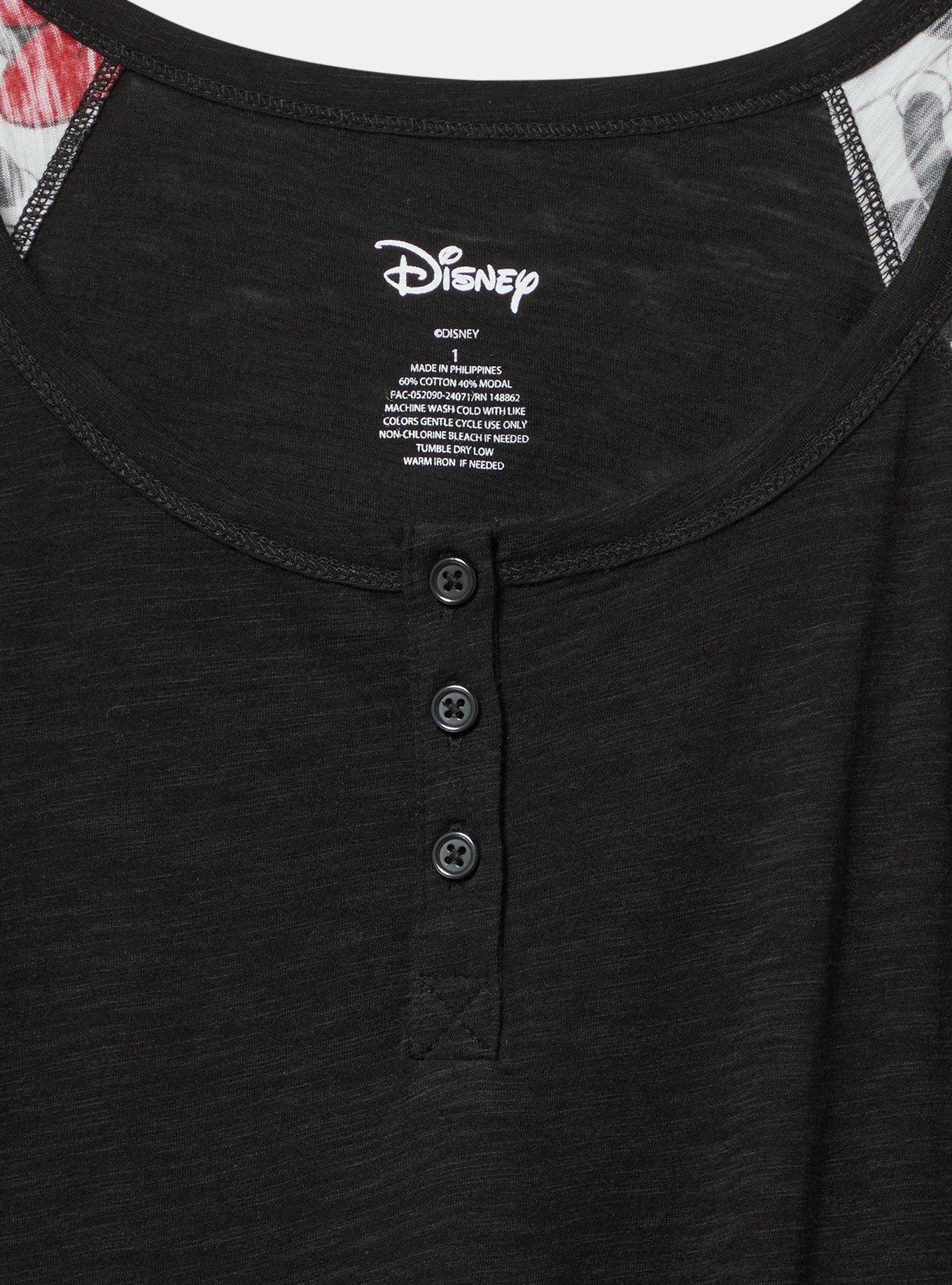 Plus Size - Disney Mickey Minnie Classic Fit Cotton Henley Top - Torrid