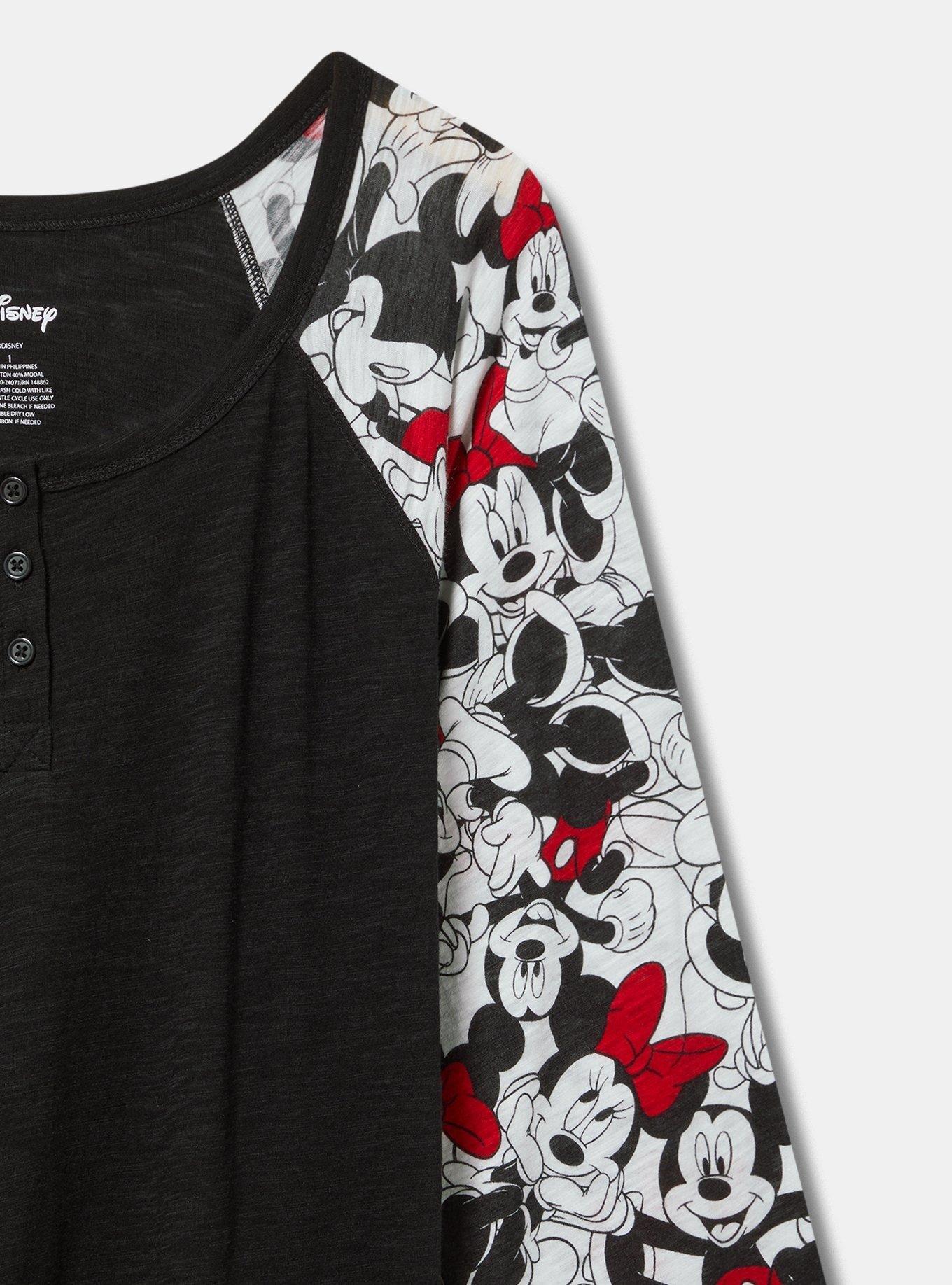 Plus Size - Disney Mickey Minnie Classic Fit Cotton Henley Top - Torrid