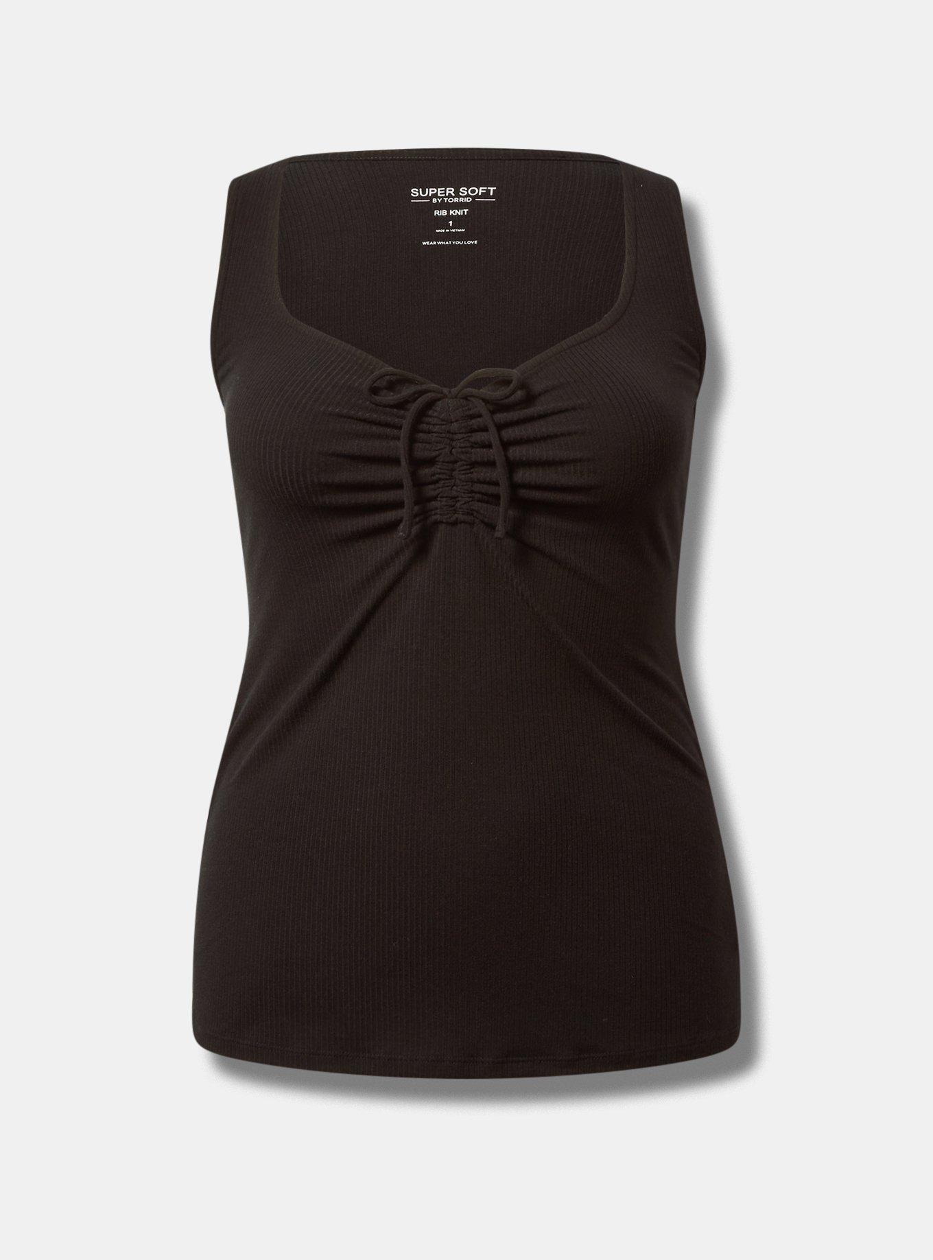 Plus Size - Super Soft Rib Sweetheart Tie Front Tank - Torrid
