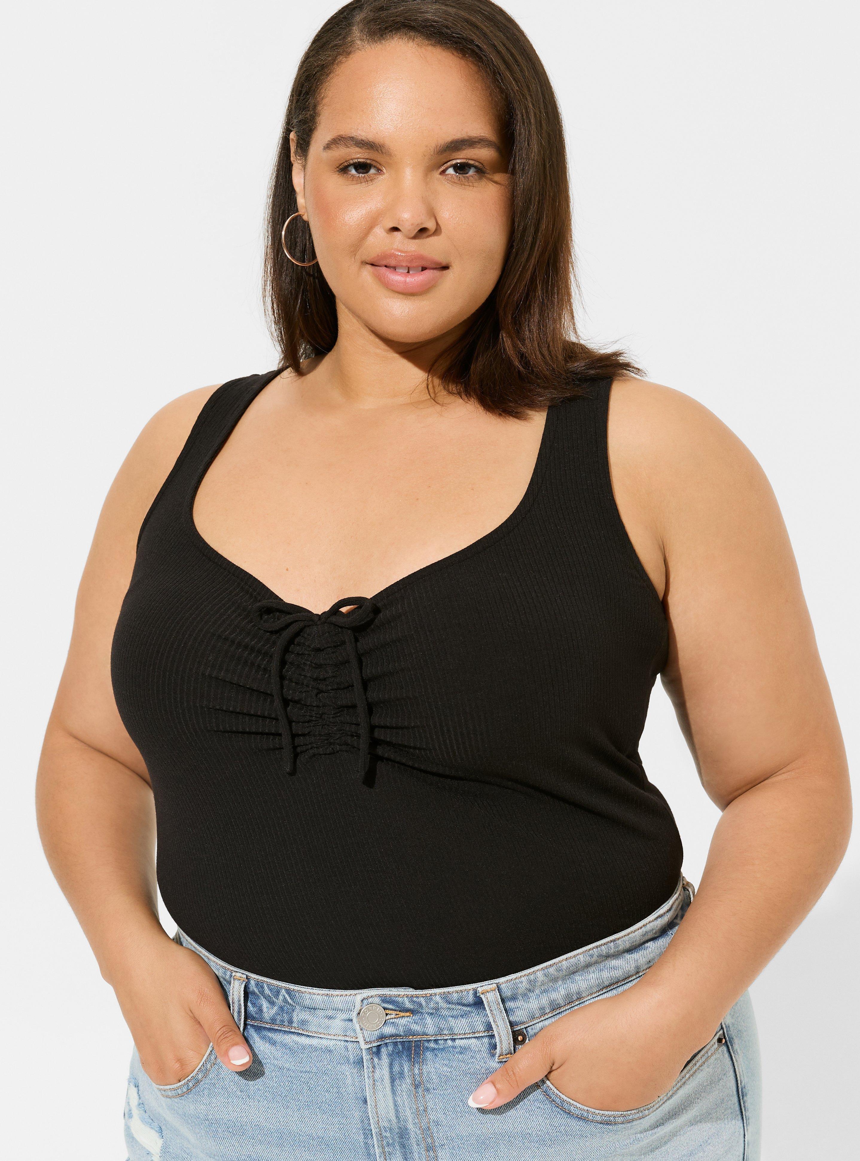 Plus Size - Super Soft Rib Sweetheart Tie Front Tank - Torrid
