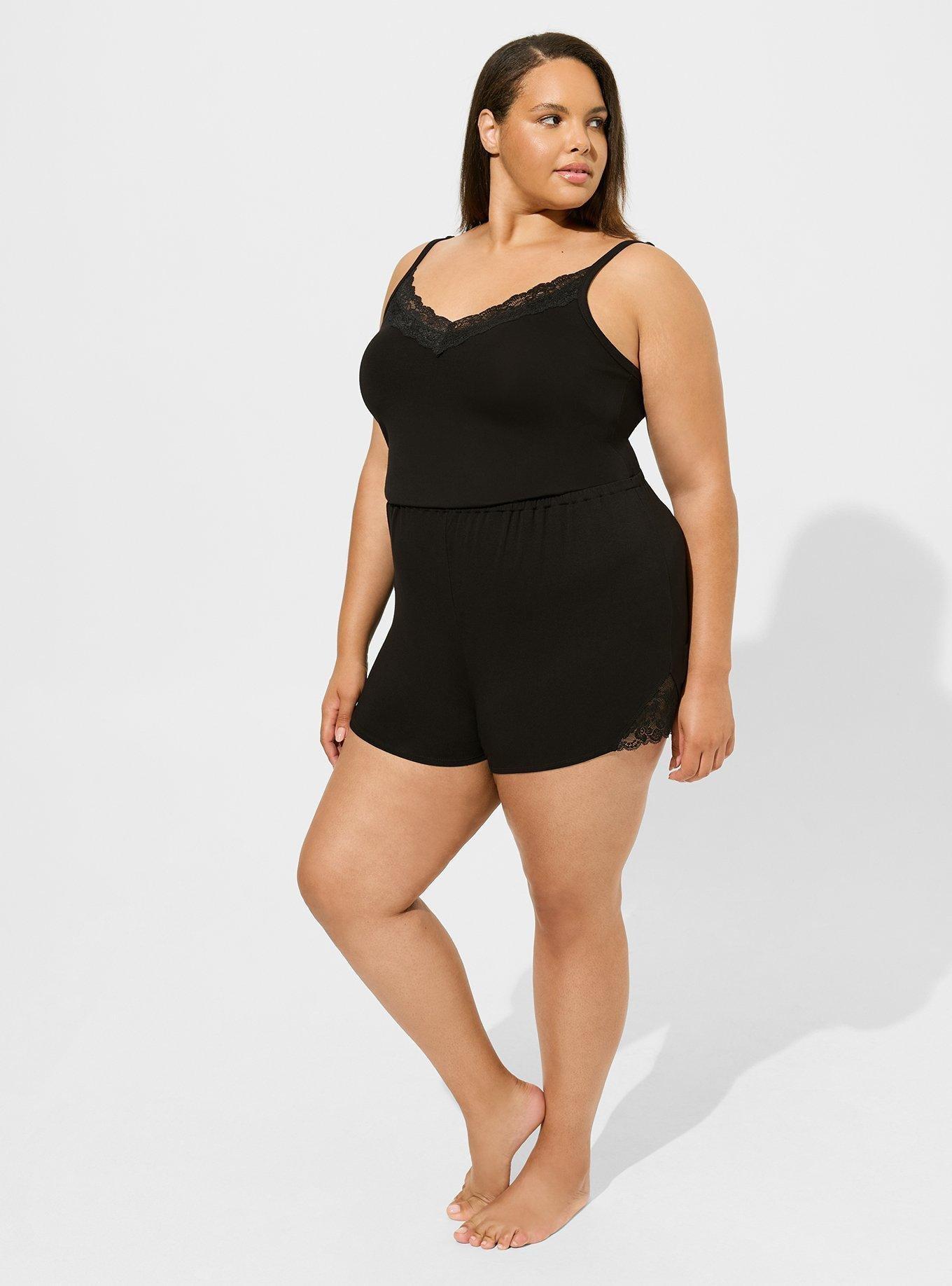 Plus Size - Super Soft Jersey Lace Trim Romper - Torrid