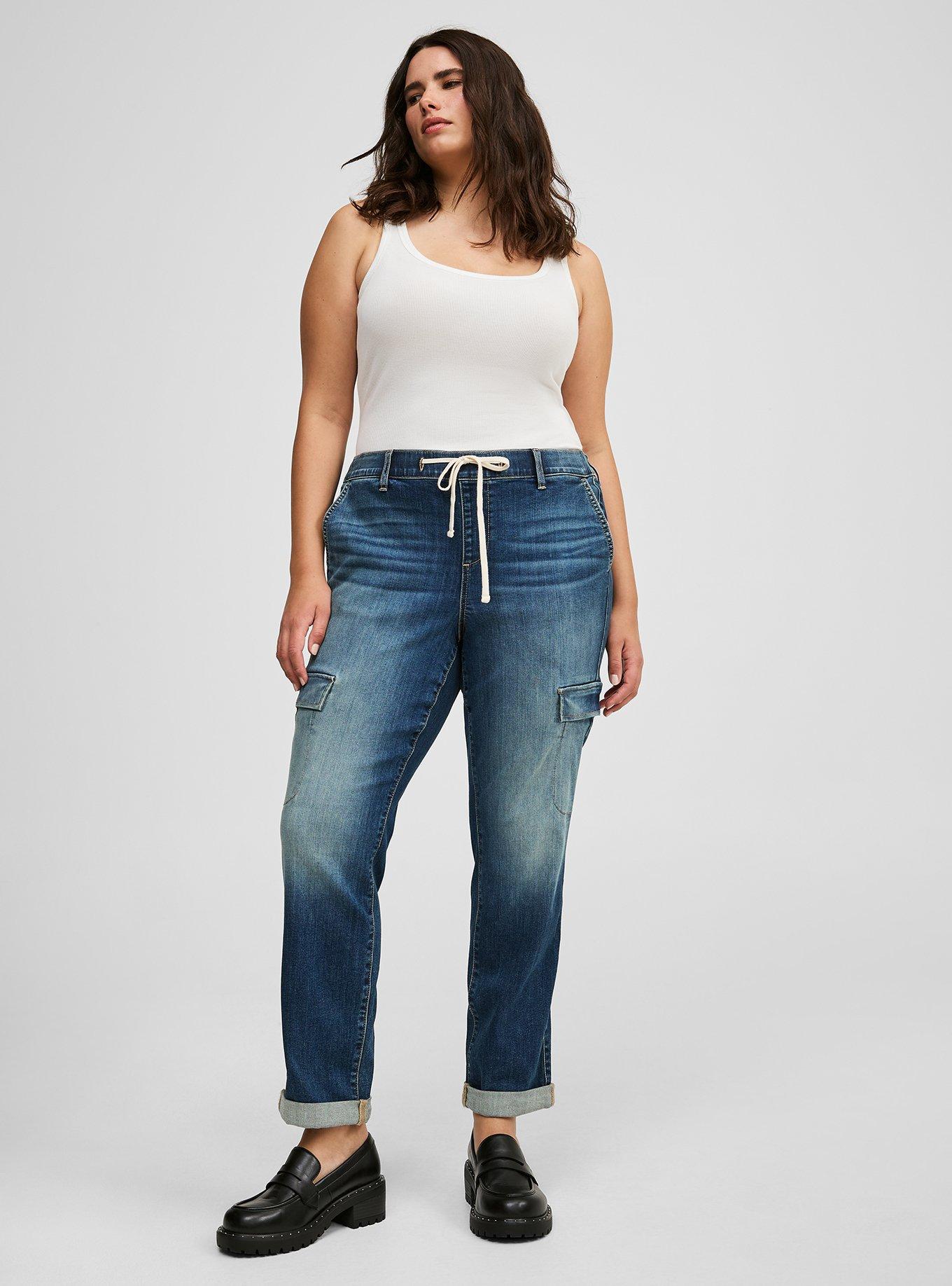 Plus Size - Weekend Boyfriend Mid-Rise Cargo Jean - Torrid Plus Size - Weekend Boyfriend Mid-Rise Cargo Jean - Torrid