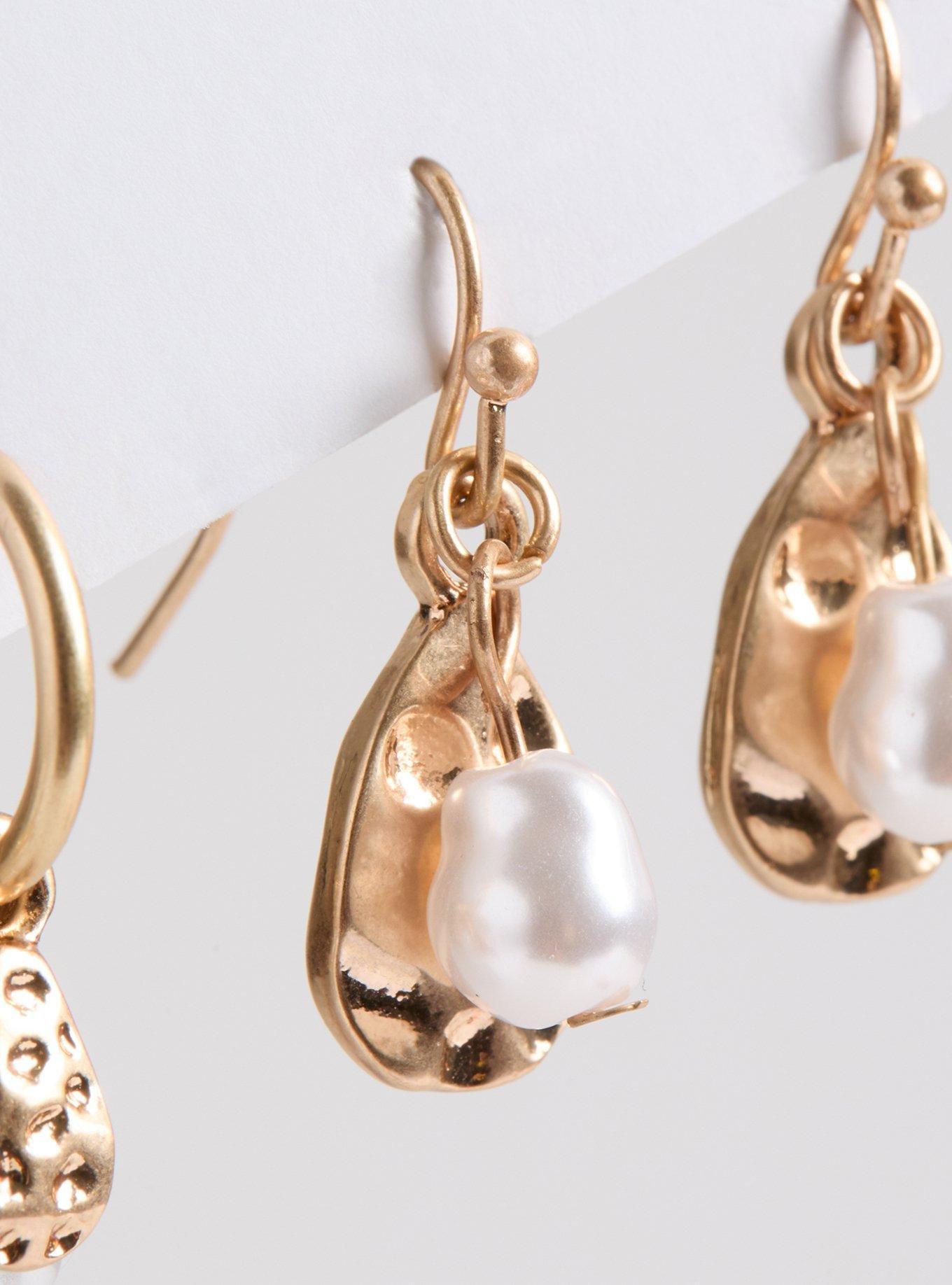 Plus Size - Pearl Mini Hoop Set - Torrid