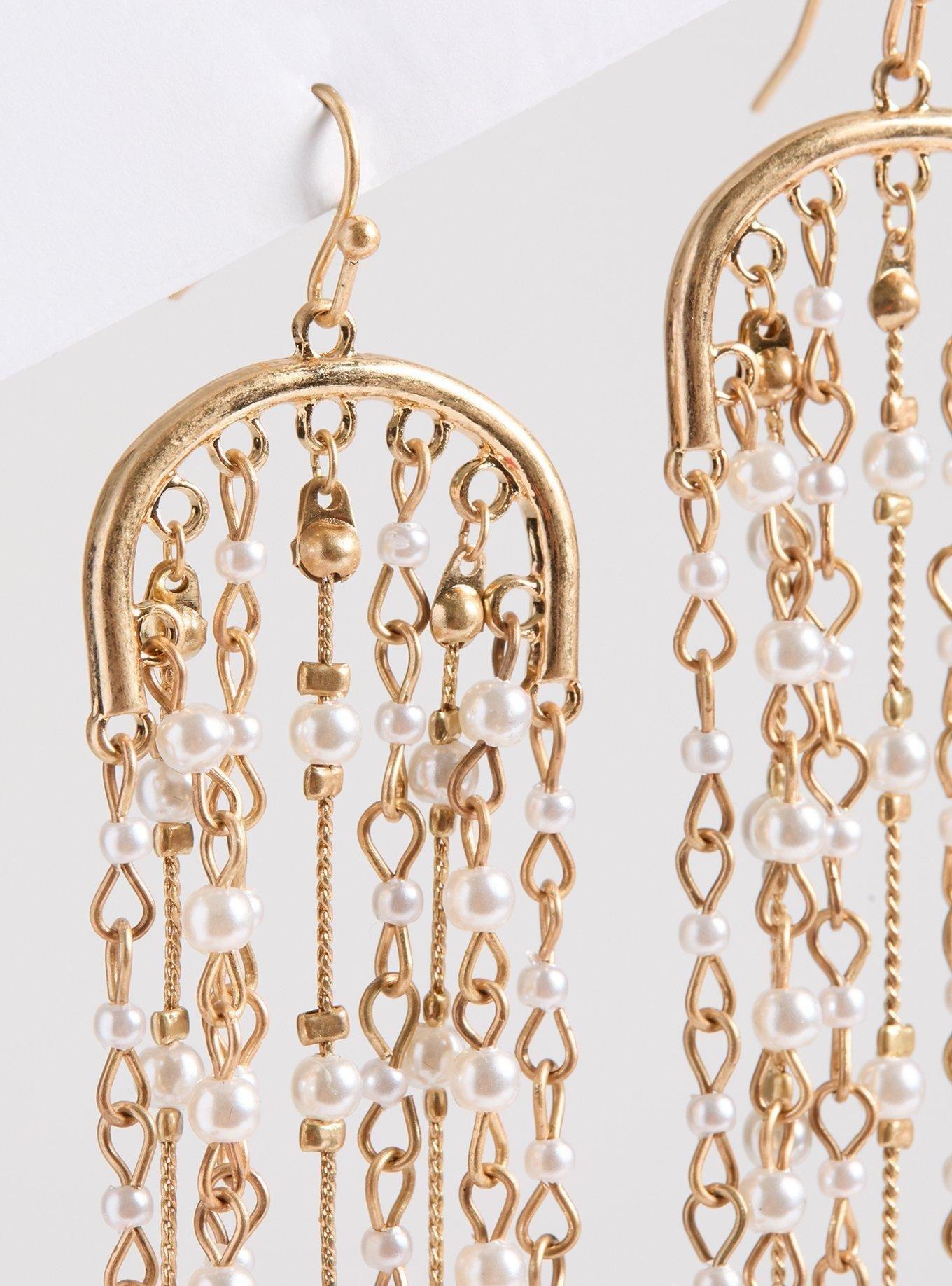 Plus Size - Pearl Fringe Earring - Torrid