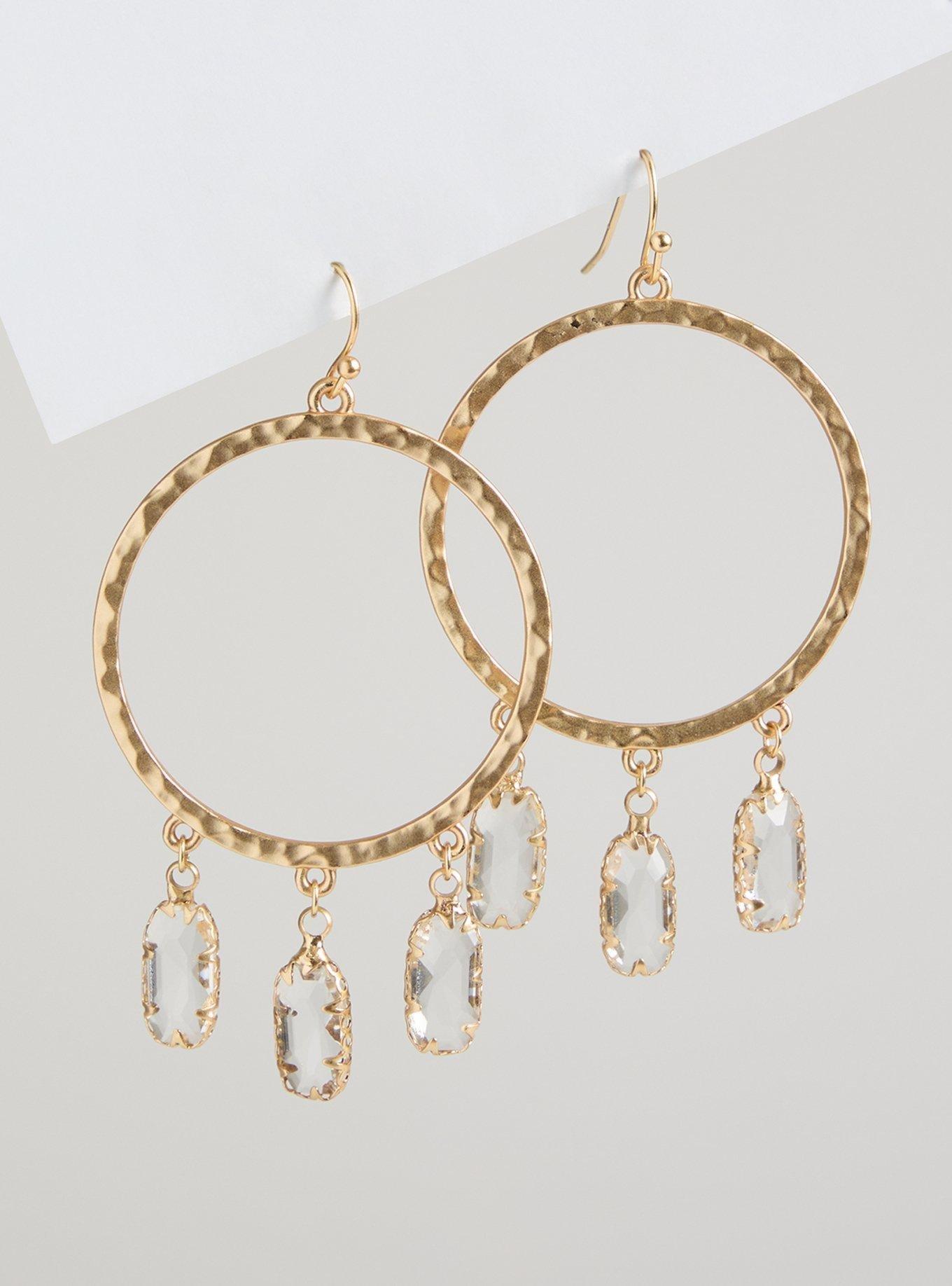 Plus Size - Stone Front Facing Hoop Earring - Torrid