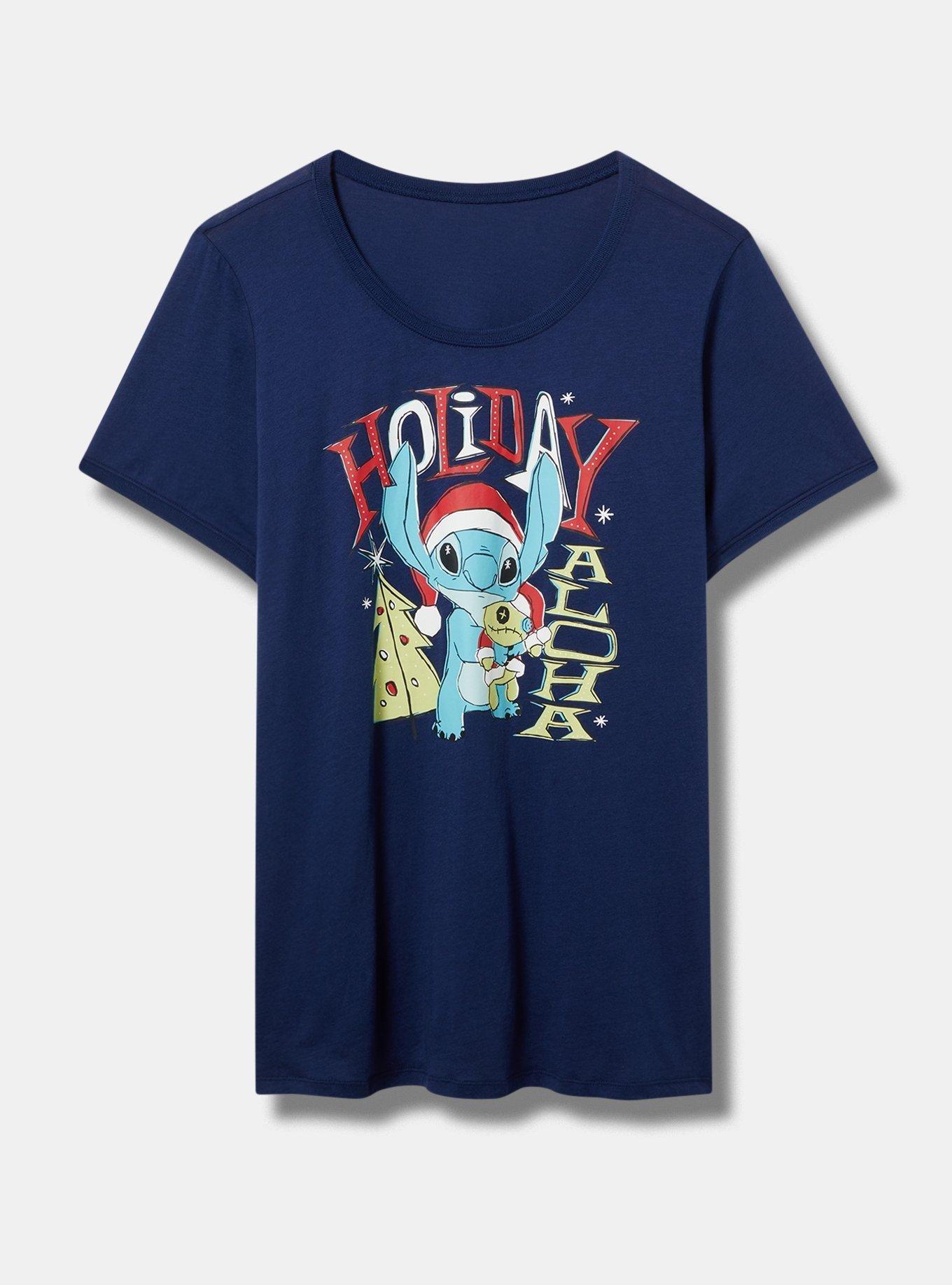 Plus Size - Disney Stitch Christmas Classic Fit Cotton Ringer Top - Torrid