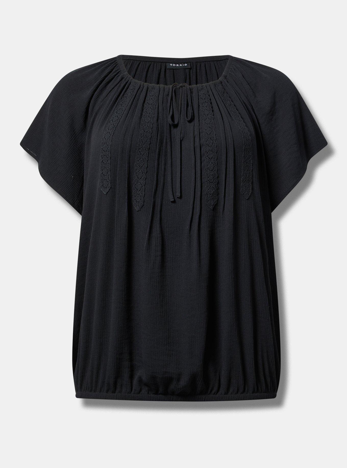 Plus Size - Crinkle Gauze Flutter Sleeve Top - Torrid