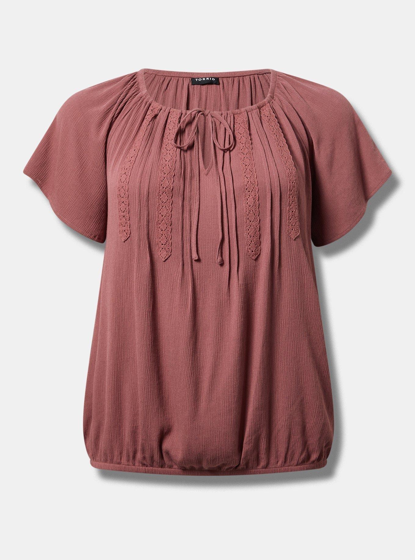 Plus Size - Crinkle Gauze Flutter Sleeve Top - Torrid