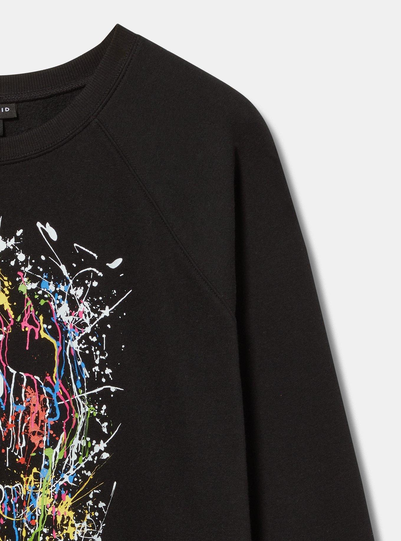 Plus Size - Paint Skull Cozy Fleece Raglan Sweatshirt - Torrid