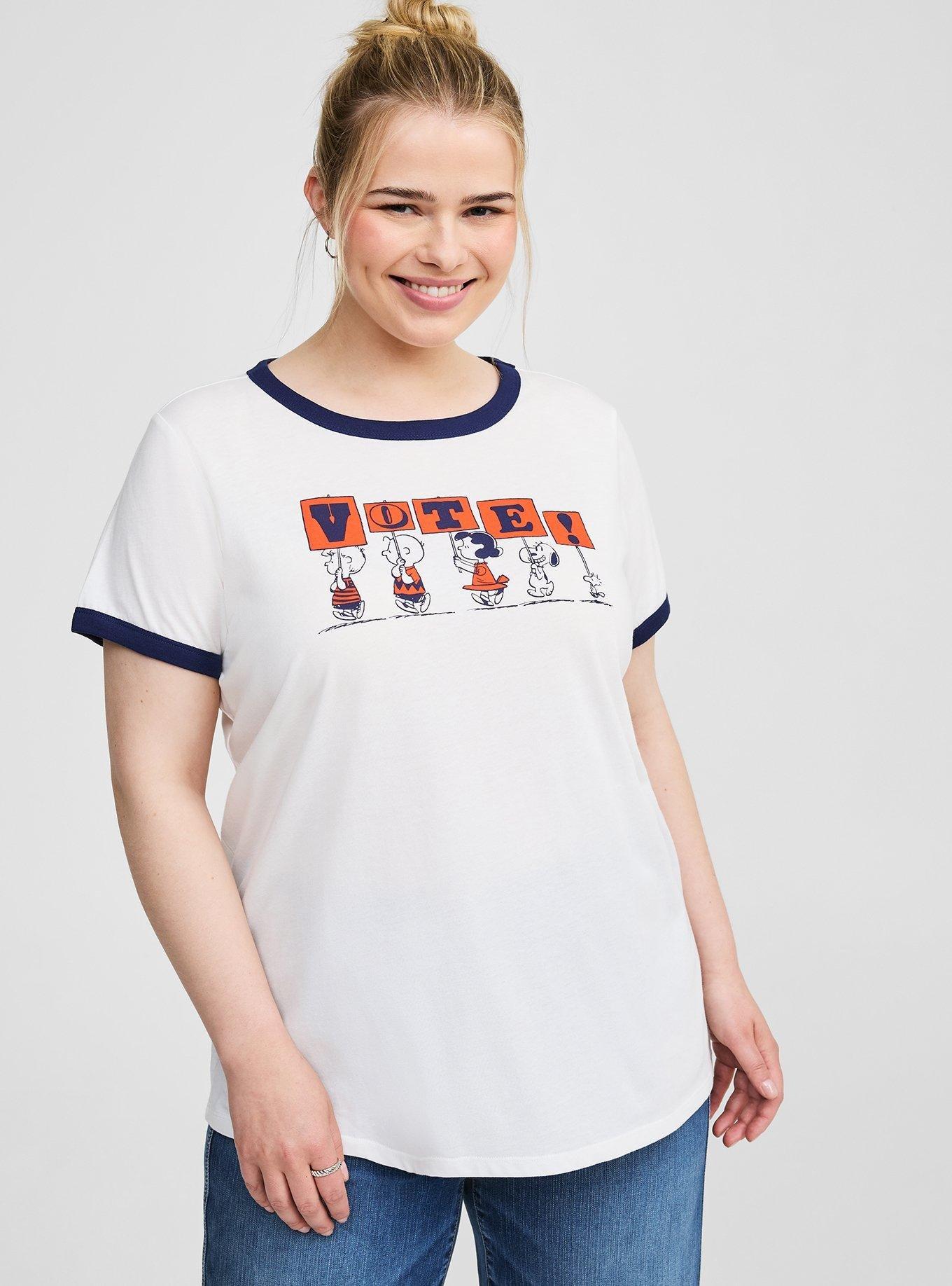 Plus Size - Peanuts Vote Classic Fit Cotton Ringer Tee - Torrid