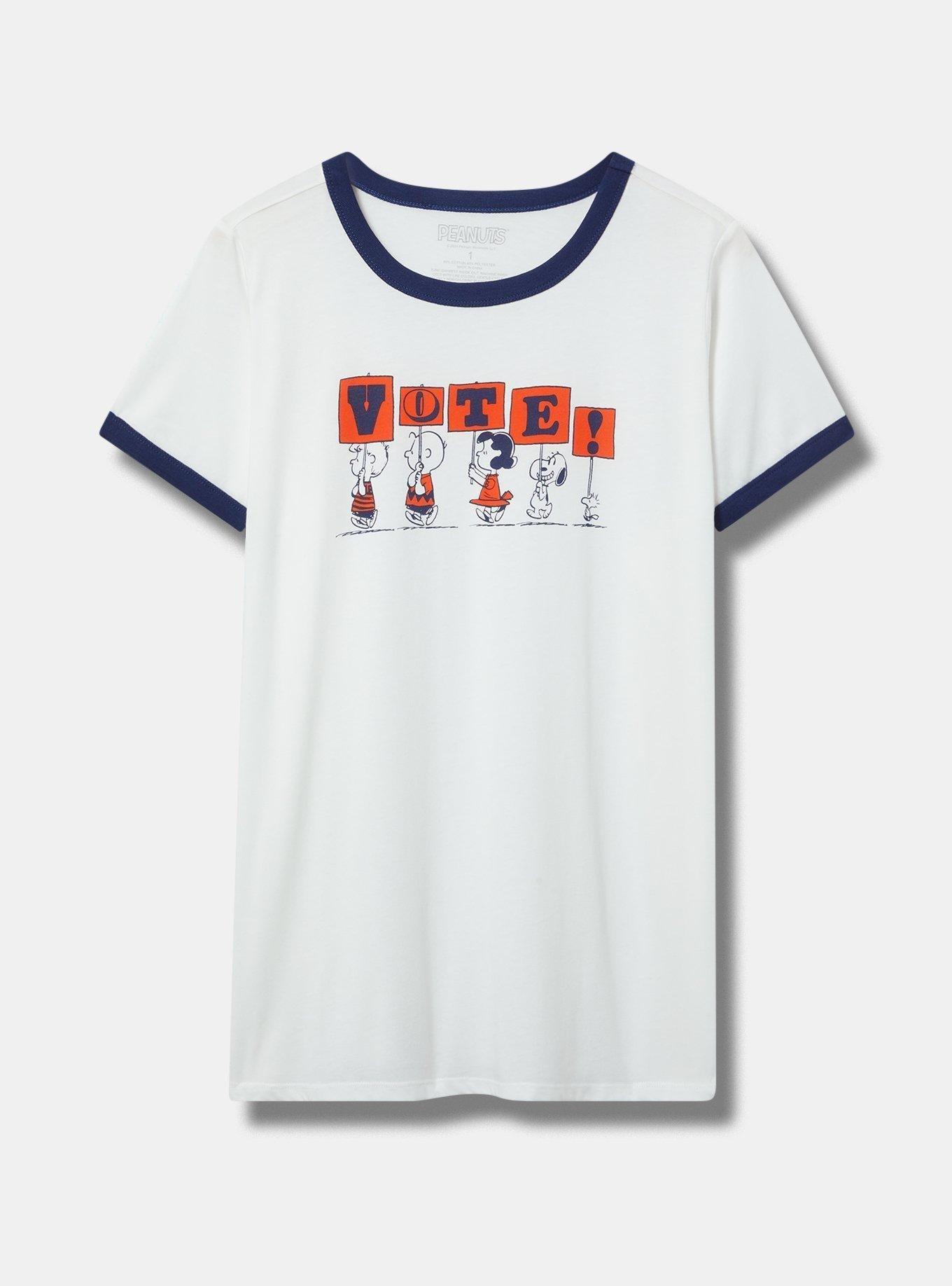 Plus Size - Peanuts Vote Classic Fit Cotton Ringer Tee - Torrid