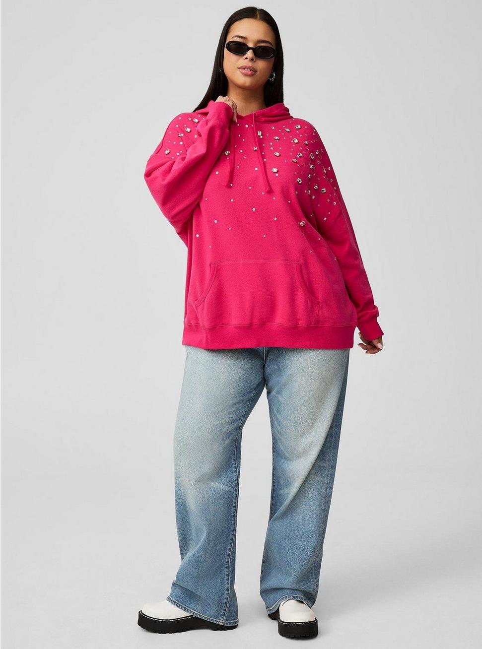 Plus Size - Drop Shoulder Rhinestone Hoodie - Torrid Plus Size - Drop Shoulder Rhinestone Hoodie - Torrid