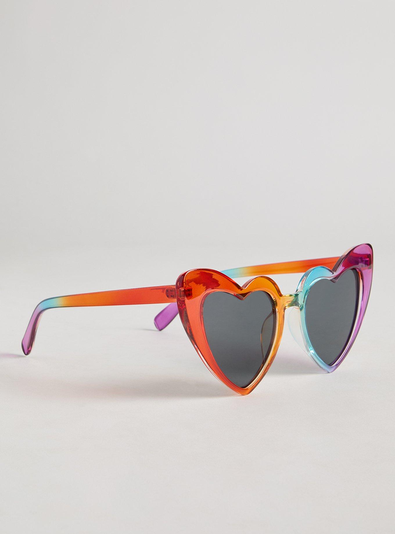 Plus Size - Rainbow Heart Reflective Sunglasses - Torrid