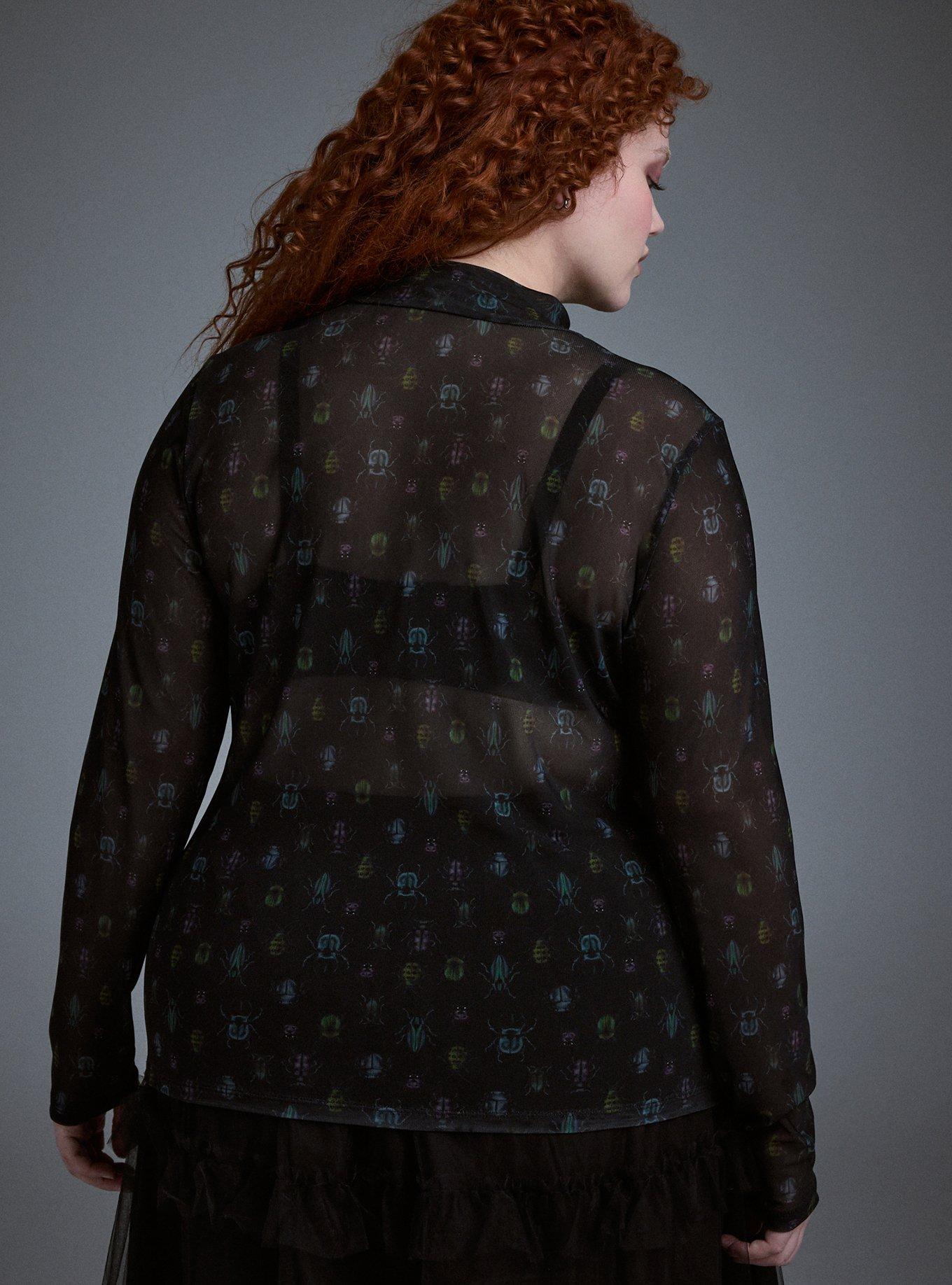 Plus Size - Nightfall Mesh Mock Neck Top - Torrid