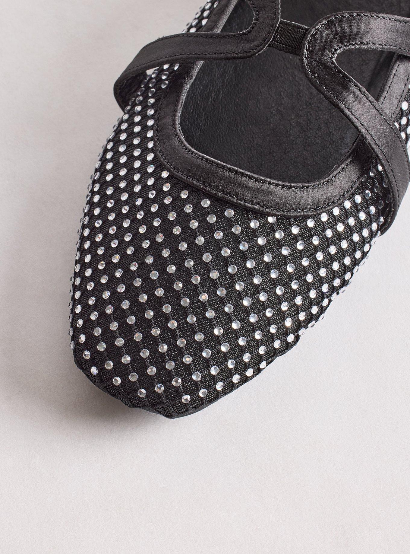Plus Size - Rhinestone Mesh Mary Jane Flat (WW) - Torrid