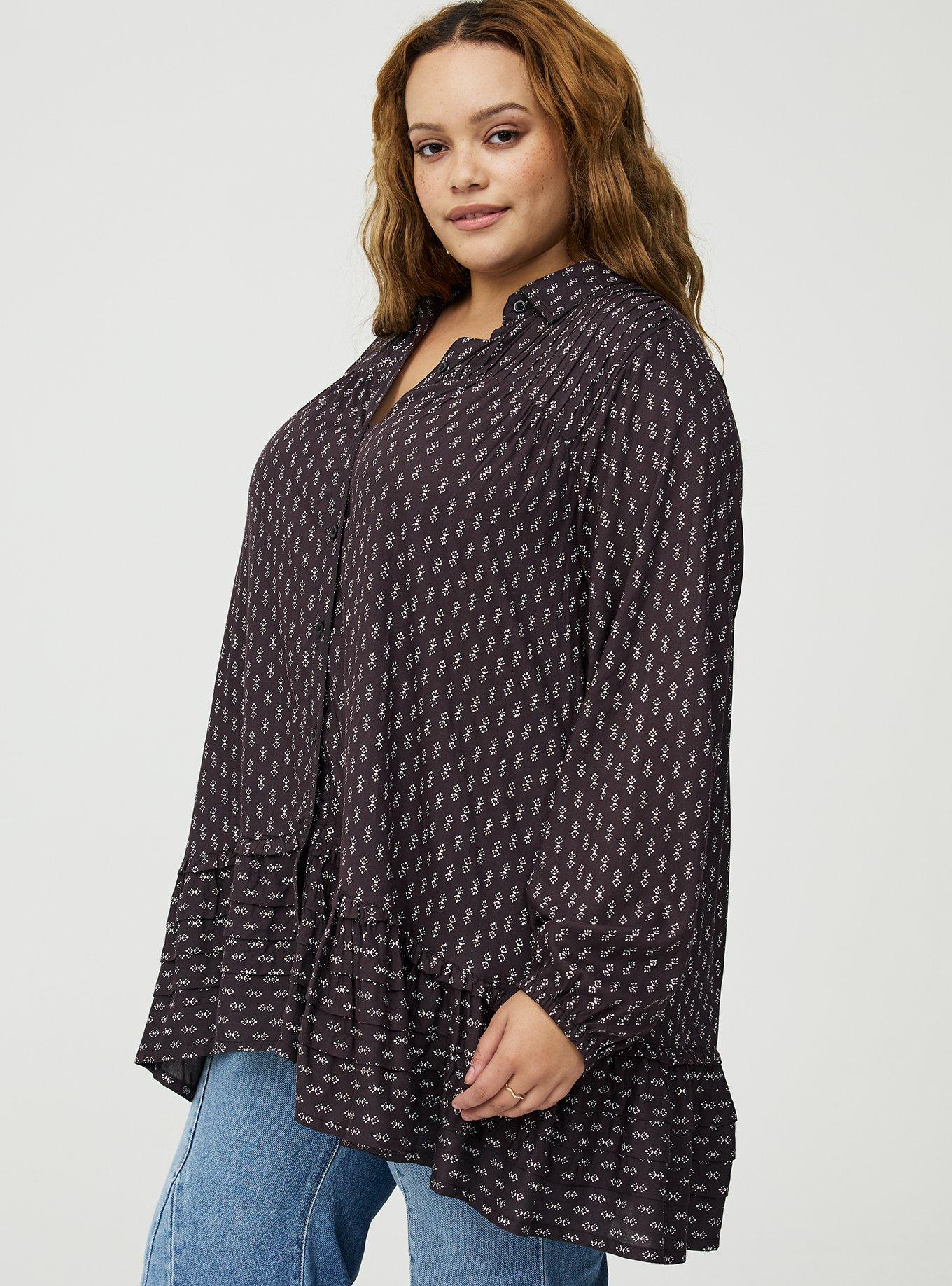 Plus Size - Festi Pintuck Button-Front Tunic - Torrid