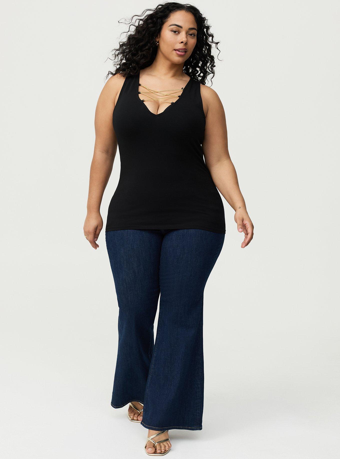 Plus Size - Foxy Deep V Chain Lace-Up Top - Torrid