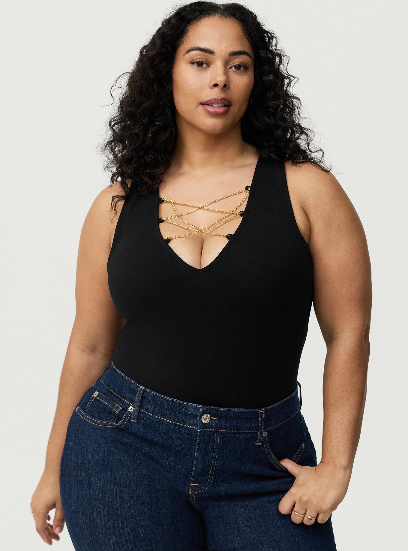 Plus Size - Foxy Deep V Chain Lace-Up Top - Torrid
